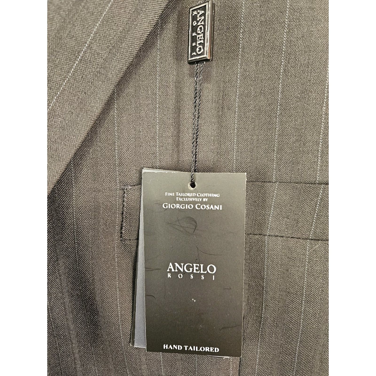 Vintage Angelo Rossi Suit Jacket Men's 52R Charcoal Pinstripe Sport ...