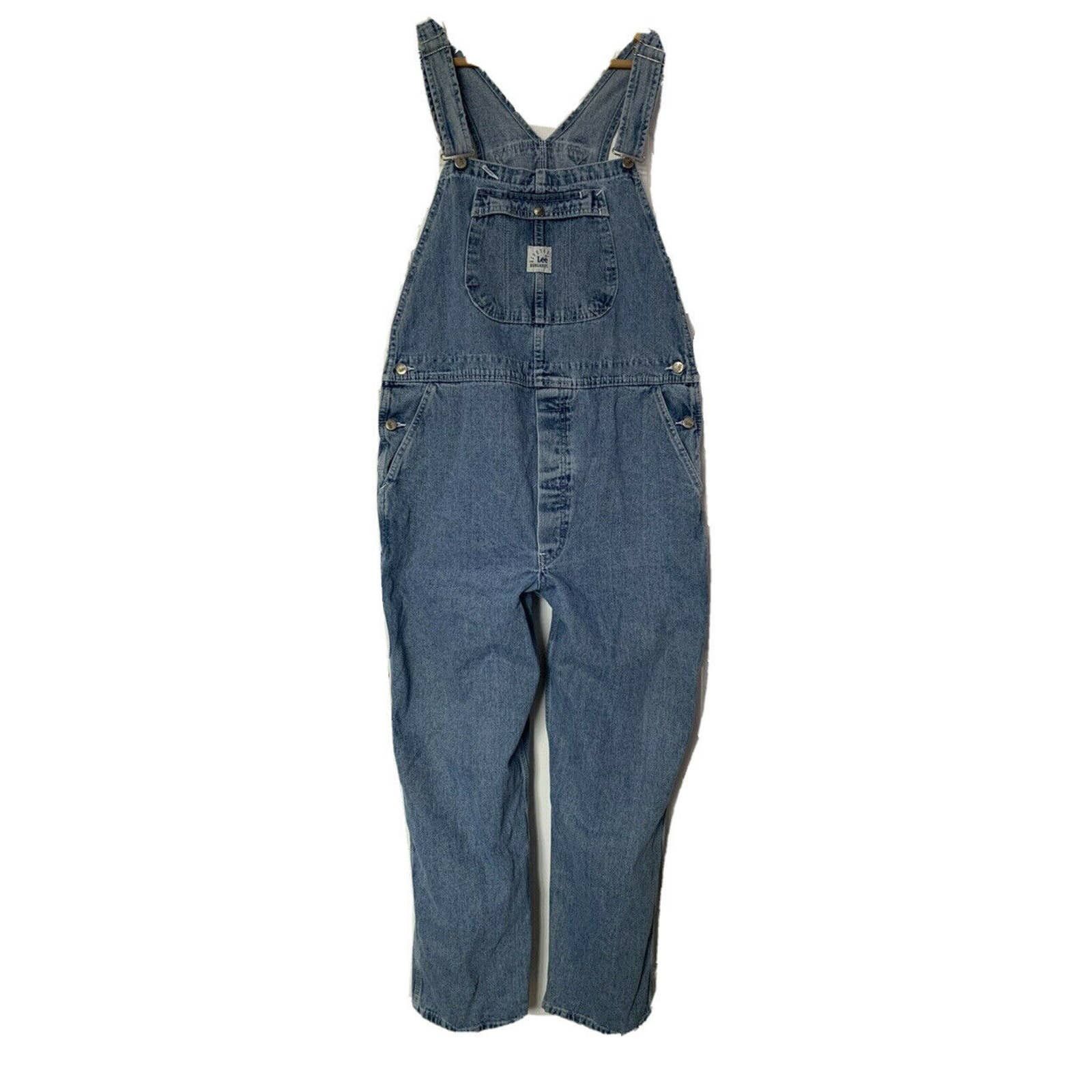 Lee Vintage Lee Dungarees Riveted Button Fly Bib Overalls XL 90s | Grailed