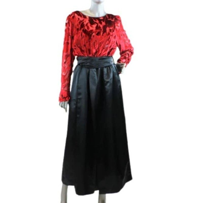 Vintage Vintage 1980s Helga Silk/Satin Black Red Burnout Gown Large ...