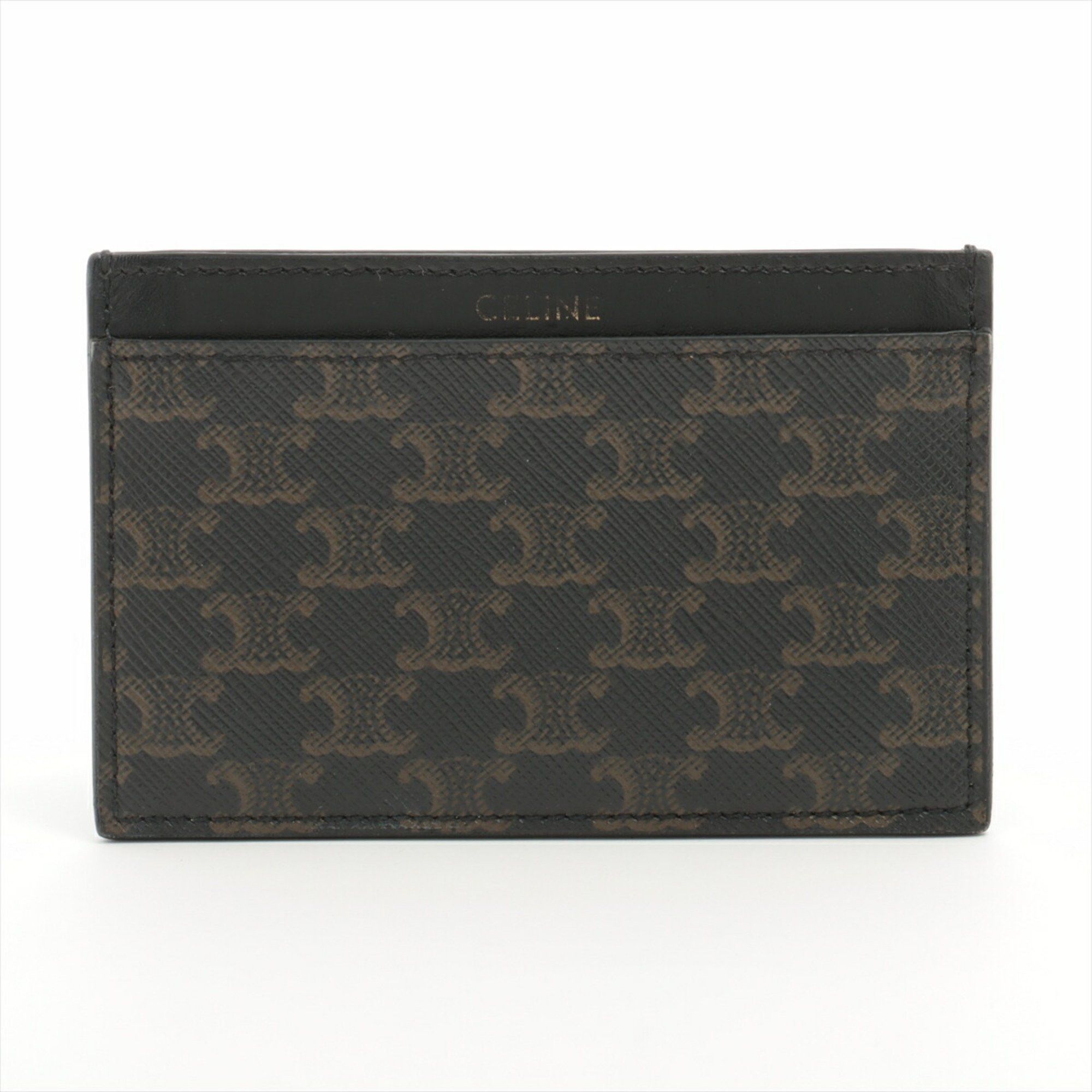 Celine Celine Card Holder Triomphe Canvas Leather Bi-fold Wallet Compact for Women | Grailed