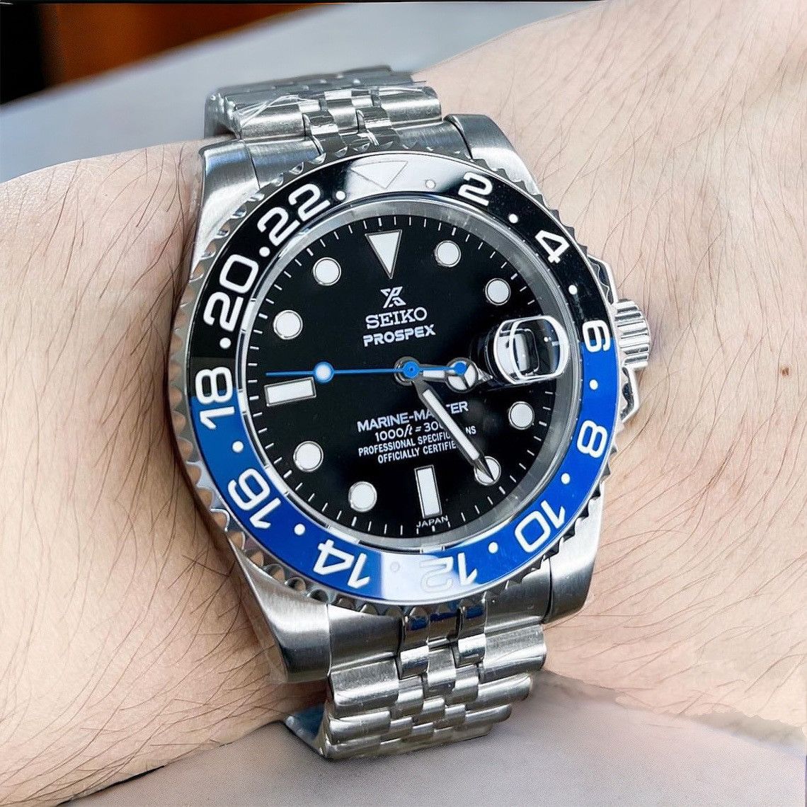Japanese Brand × Seiko Seiko Mod Prospex GMT-Master Batman Jubilee ...
