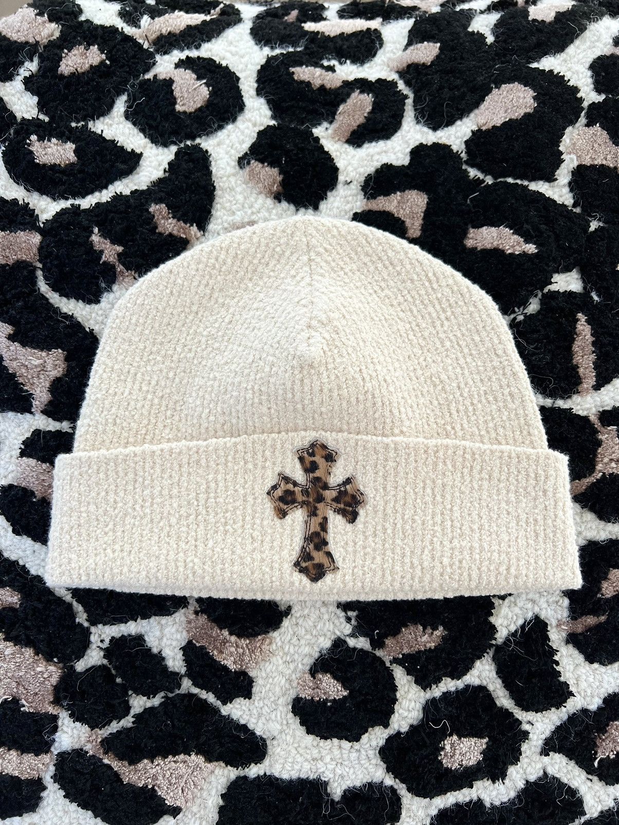 Chrome Hearts Chrome Hearts Cheetah Cross Patch Beanie | Grailed