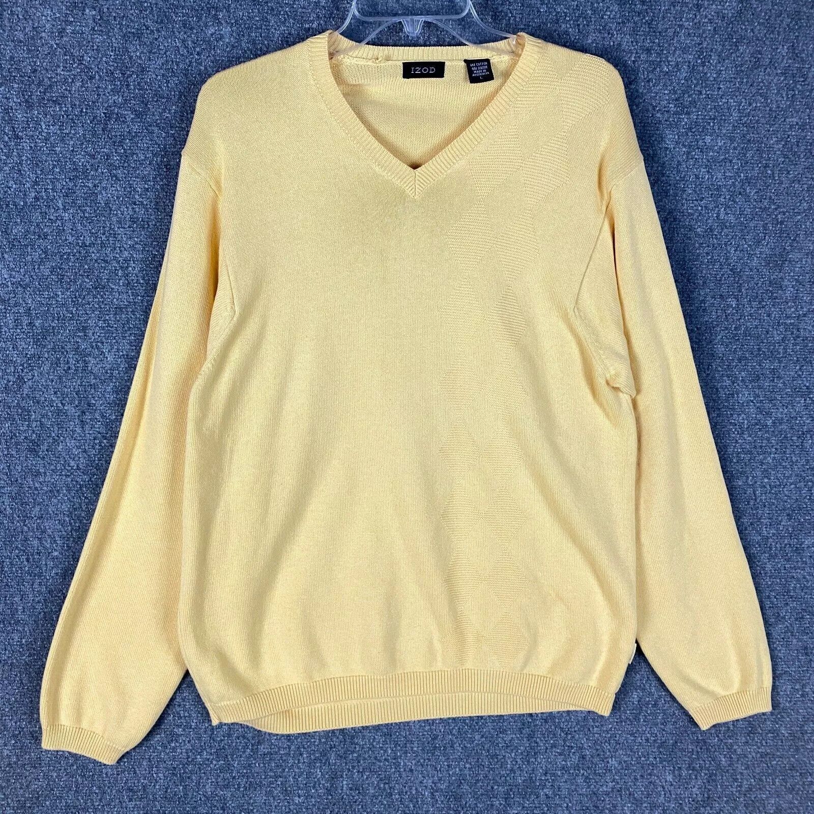 Izod Izod Sweater Men's Large Pullover Yellow Cotton Blend Knit L | Grailed
