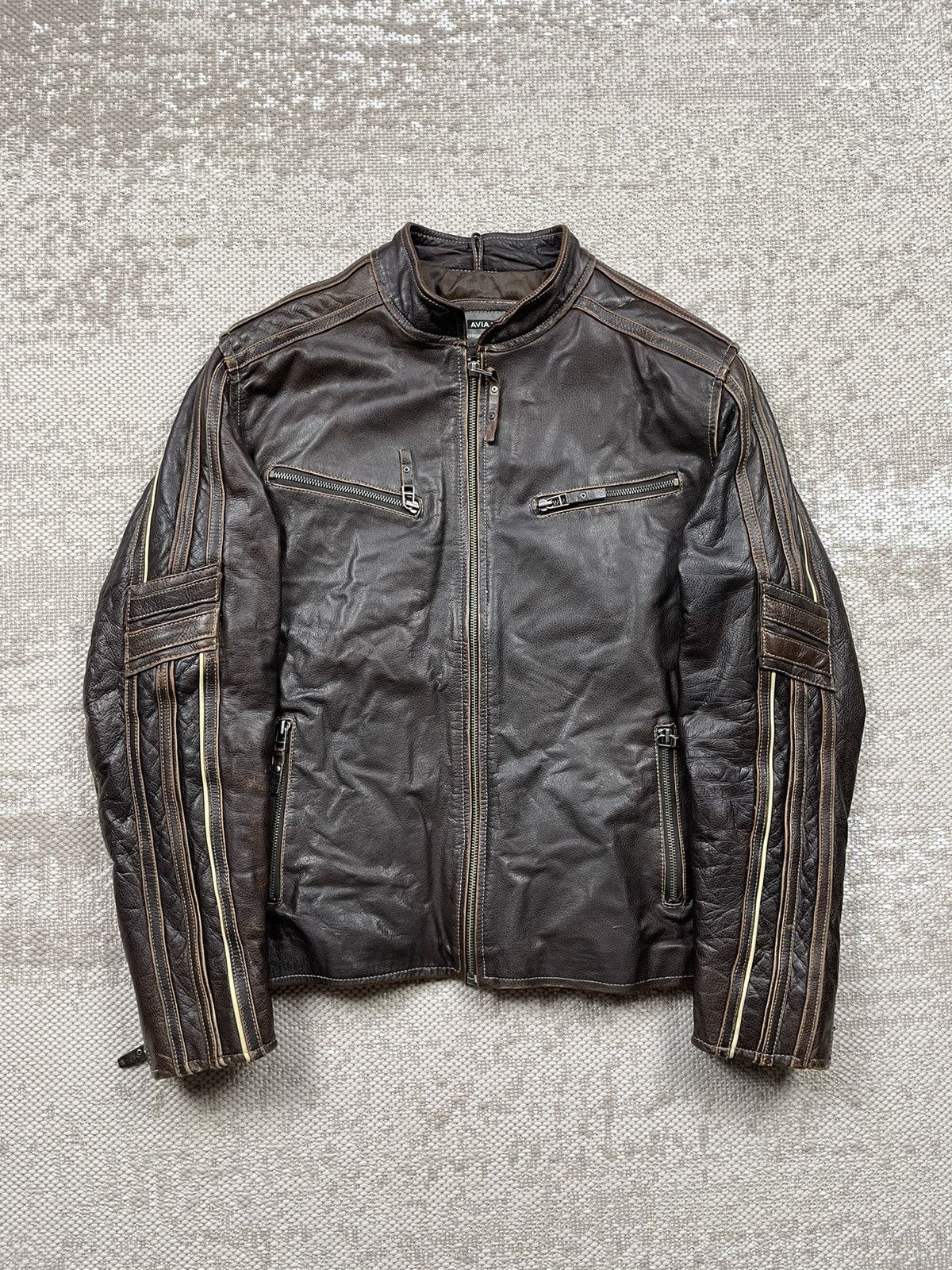 Vintage Vintage y2k Brown Leather Biker Racing Jacket | Grailed