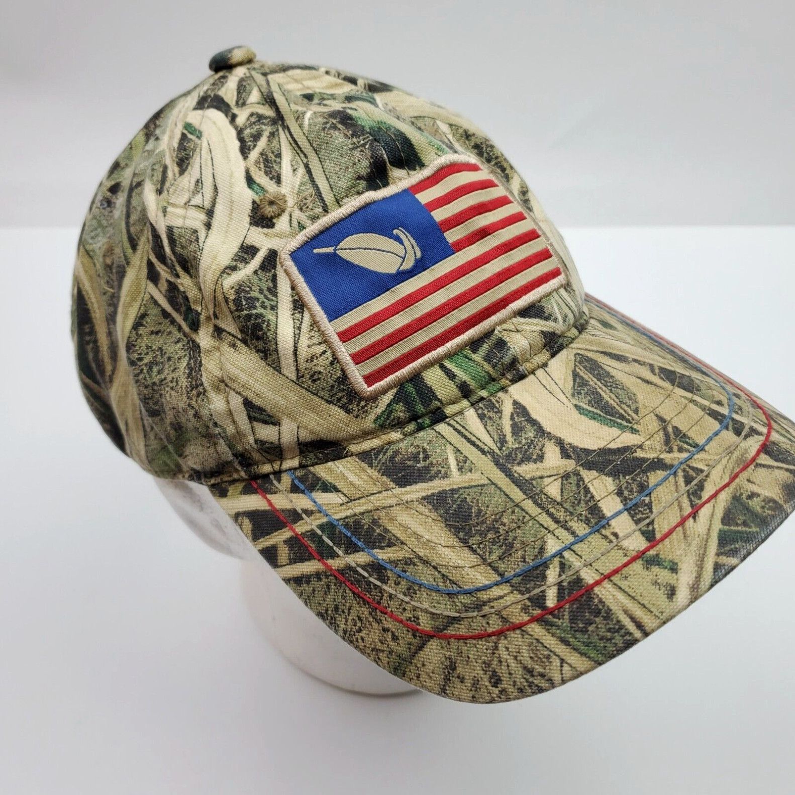 Vintage Macks Prairie Wings Camo Hat USA Flag Camoflauge Duck Hunting ...