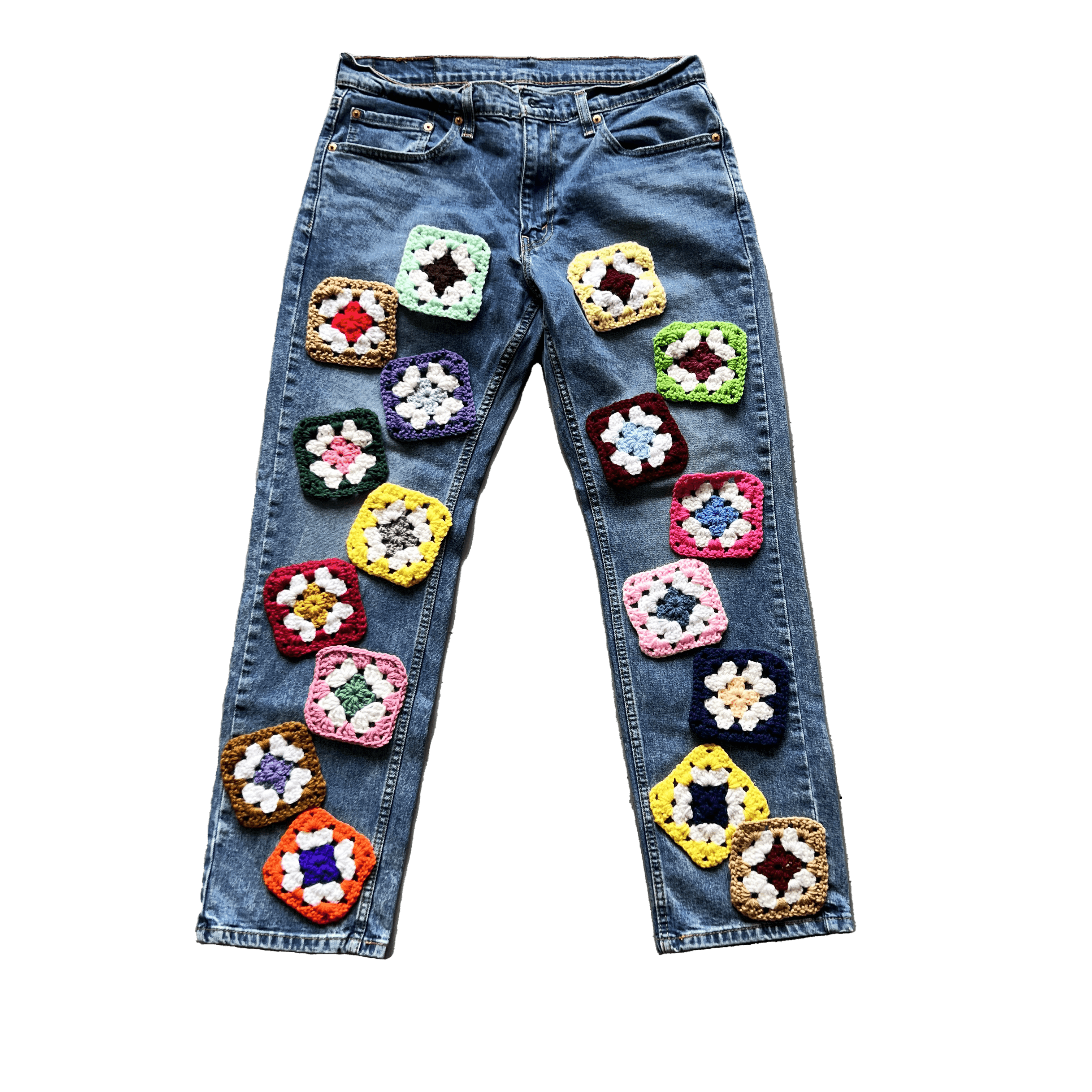 Prolific Granny Square Jeans Crochet Custom like Kapital | Grailed