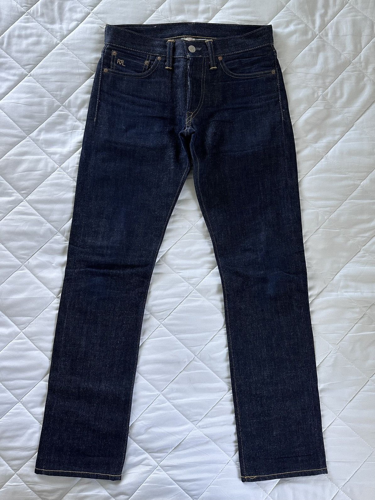 RRL Ralph Lauren Slim Fit Selvedge Denim Jeans in Once Washed, 29x30 | Grailed