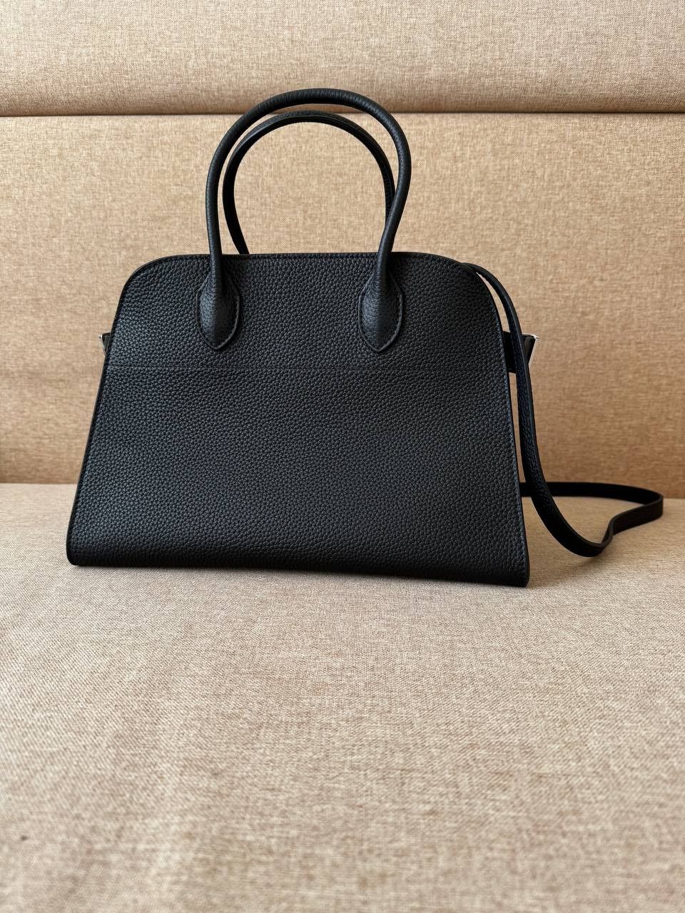 The Row The Row Soft Margaux 12 Bag Black Calfskin Silver Hardware ...