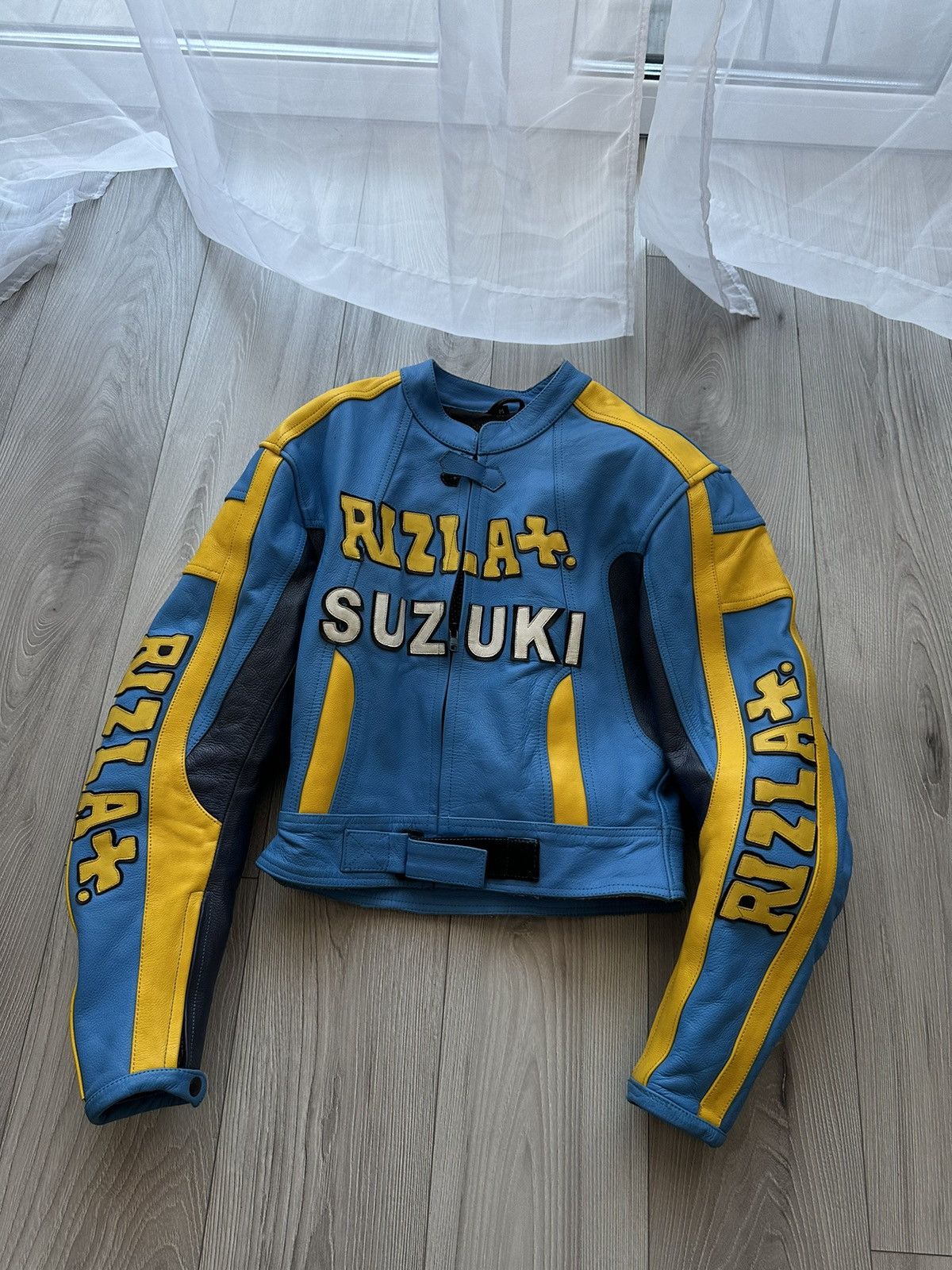 Leather Jacket × Racing × Vintage Suzuki Rizla+ leather motorcycle ...