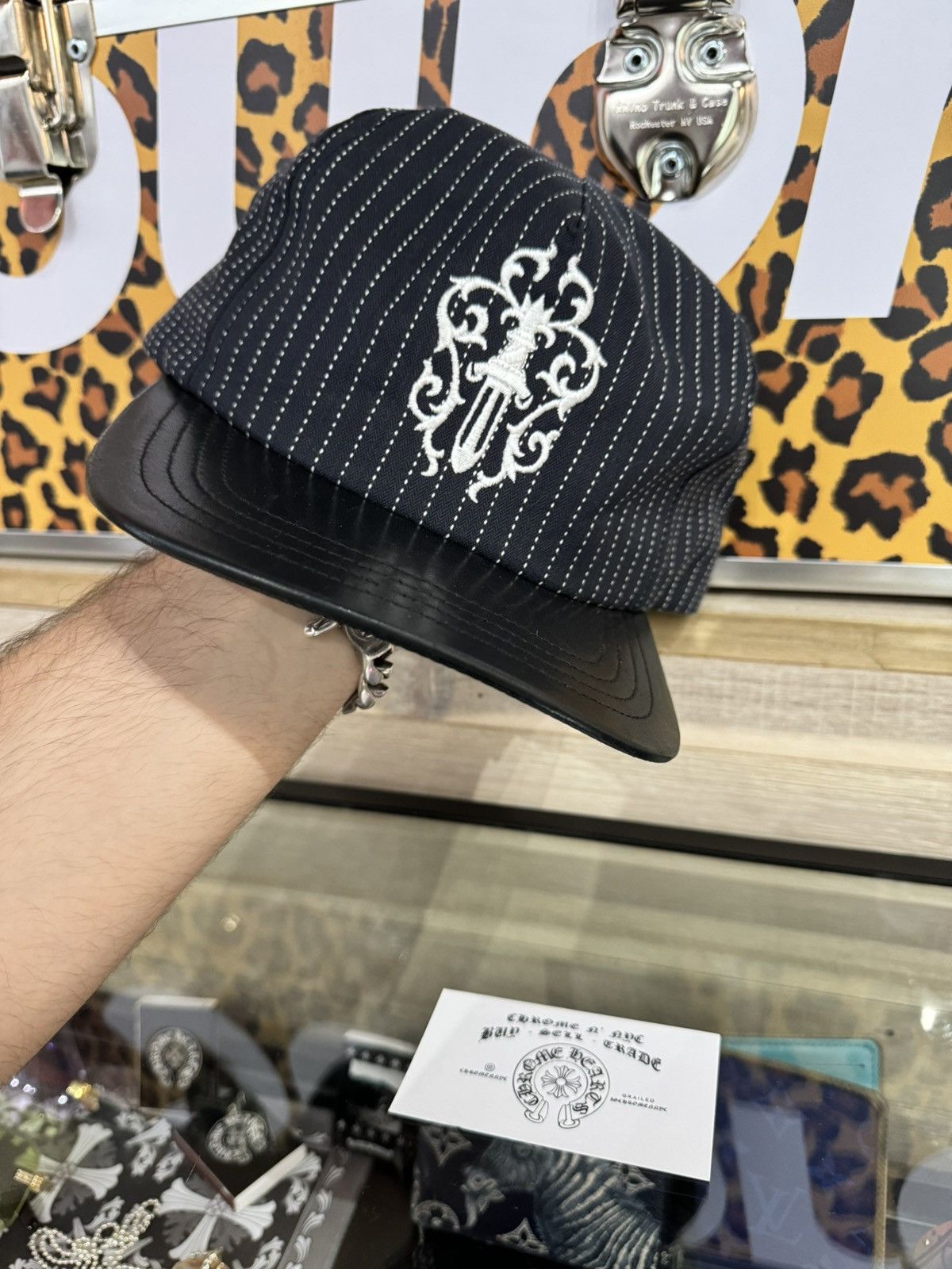 Chrome Hearts Chrome Hearts Black Pinstripe Dagger Hat | Grailed