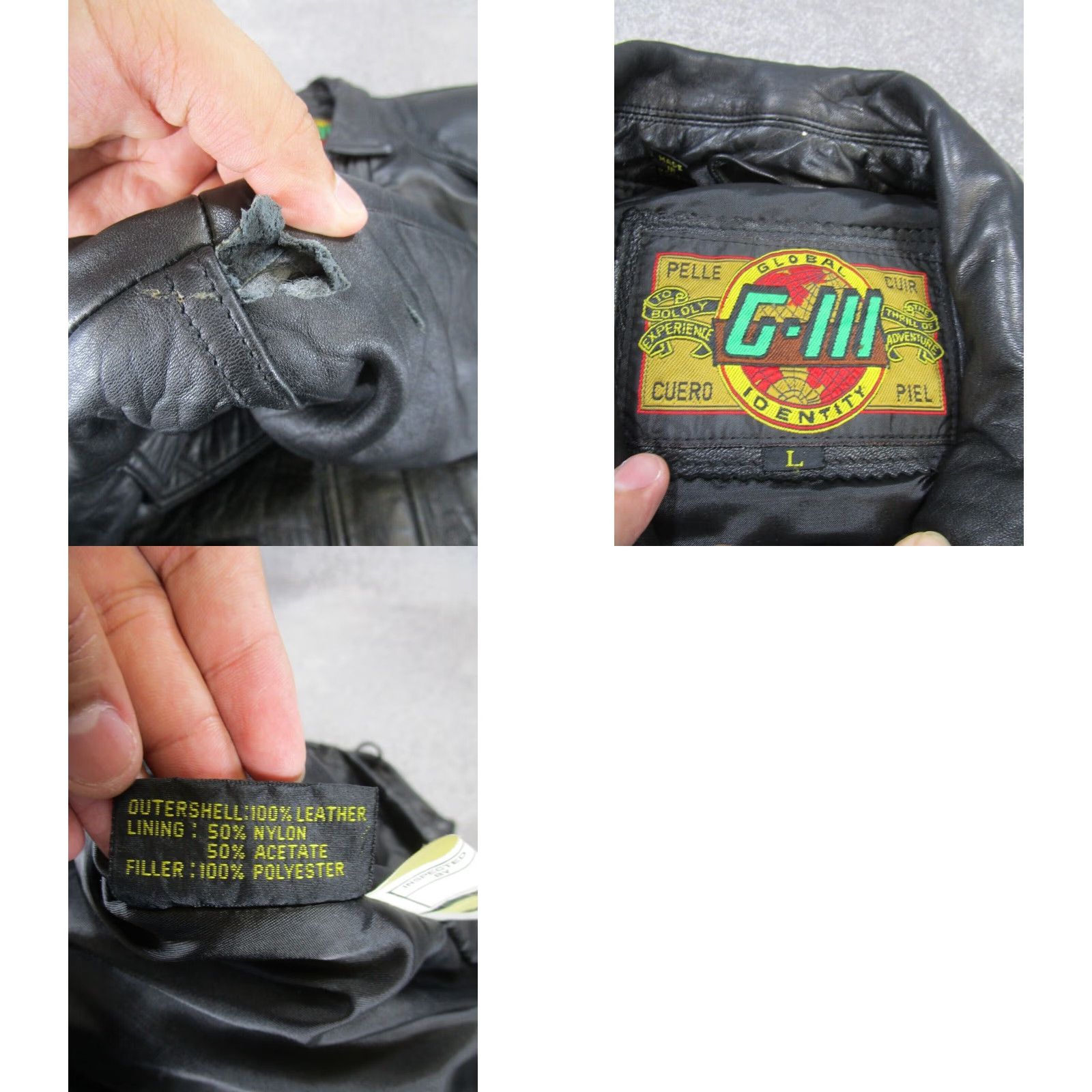 Vintage GIII Global Identity Mens Large Black Leather Jacket | Grailed