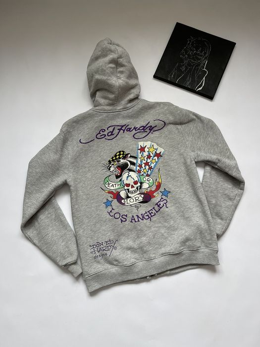 Ed Hardy Ed Hardy Zip-Up Hoodie Big Logo | Grailed