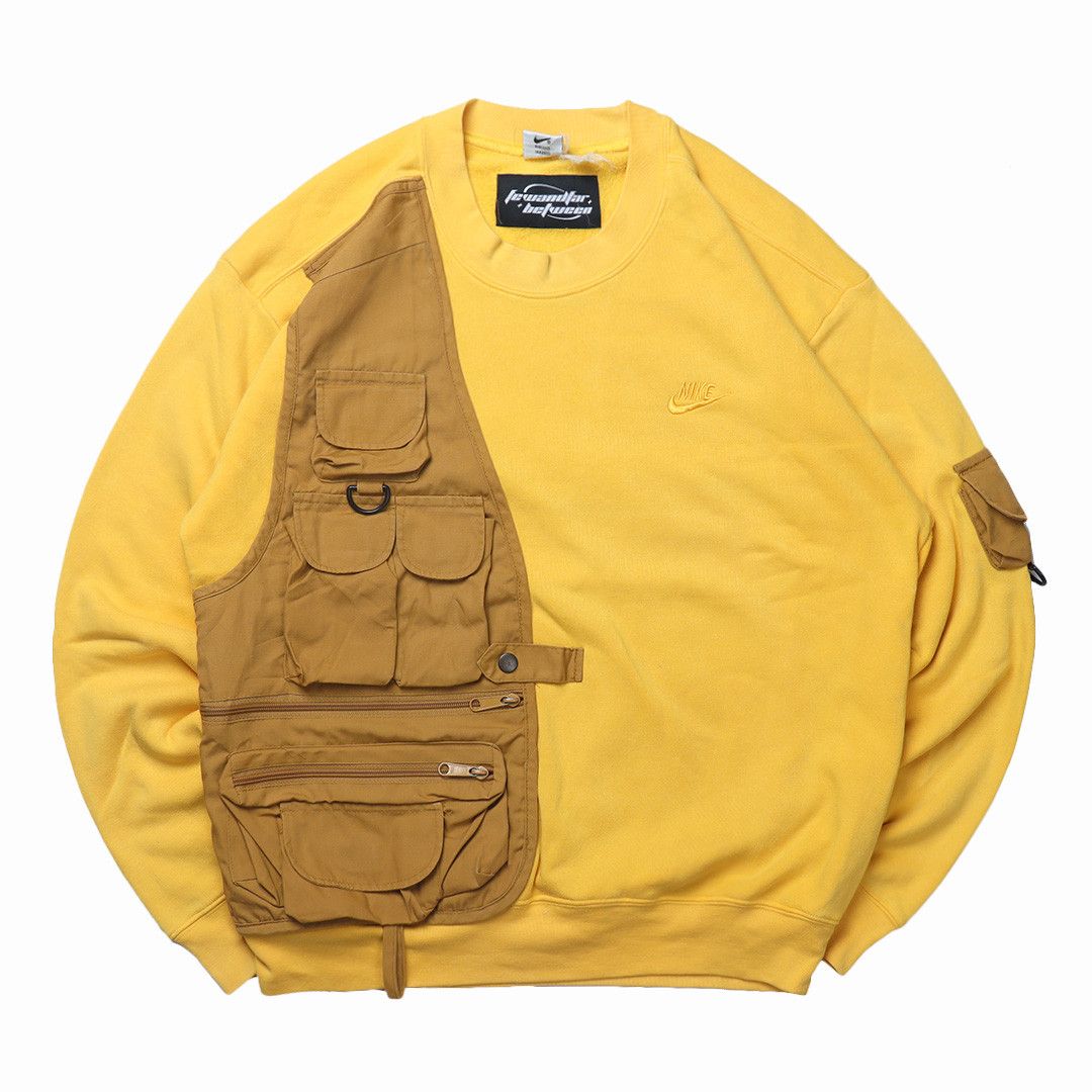 Custom × Nike Nike Tonal Swoosh Tactical Crewneck Yellow/Mustard | Grailed