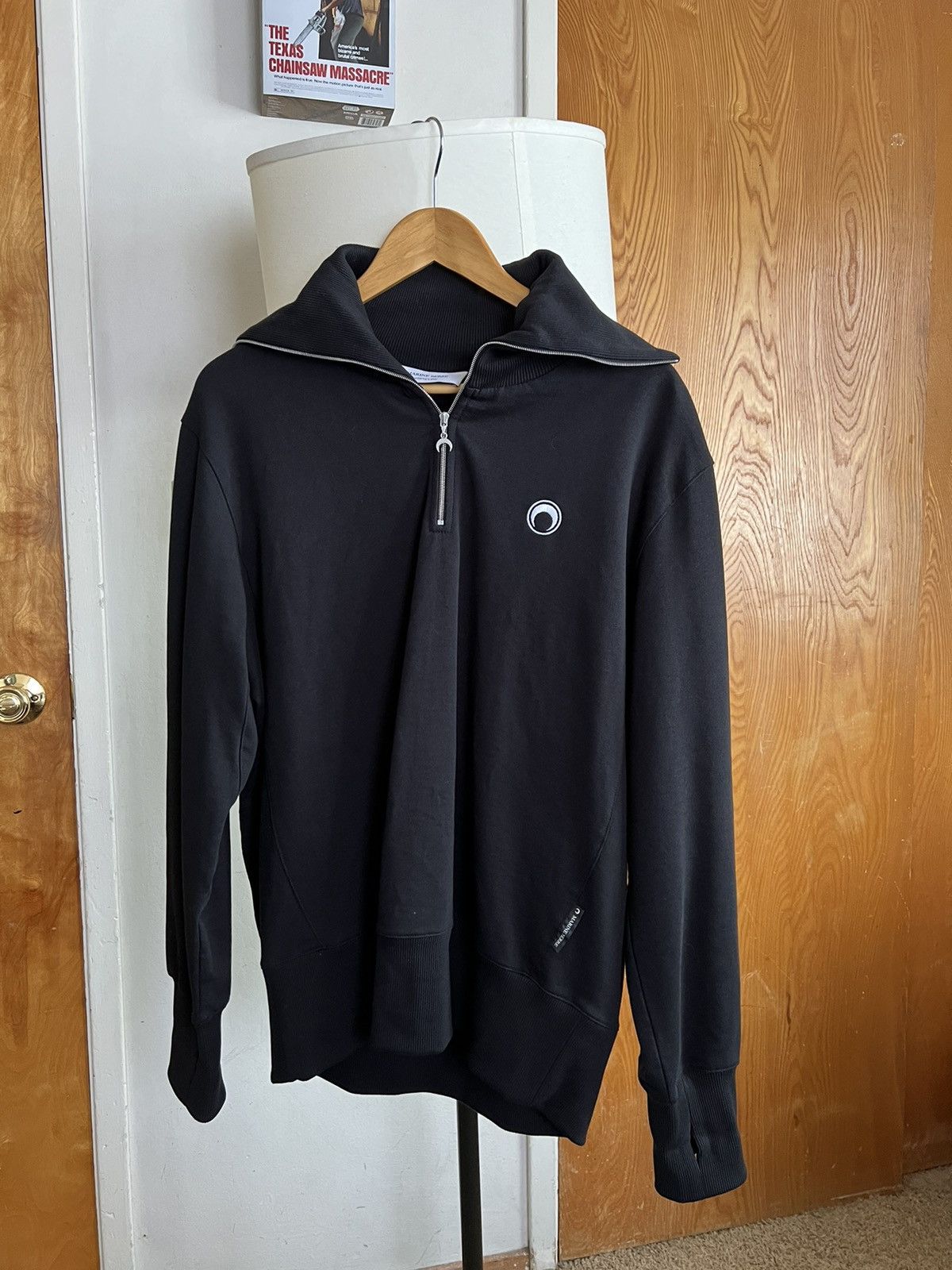 Marine Serre Marine Serre black lunar zip-up sweater | Grailed