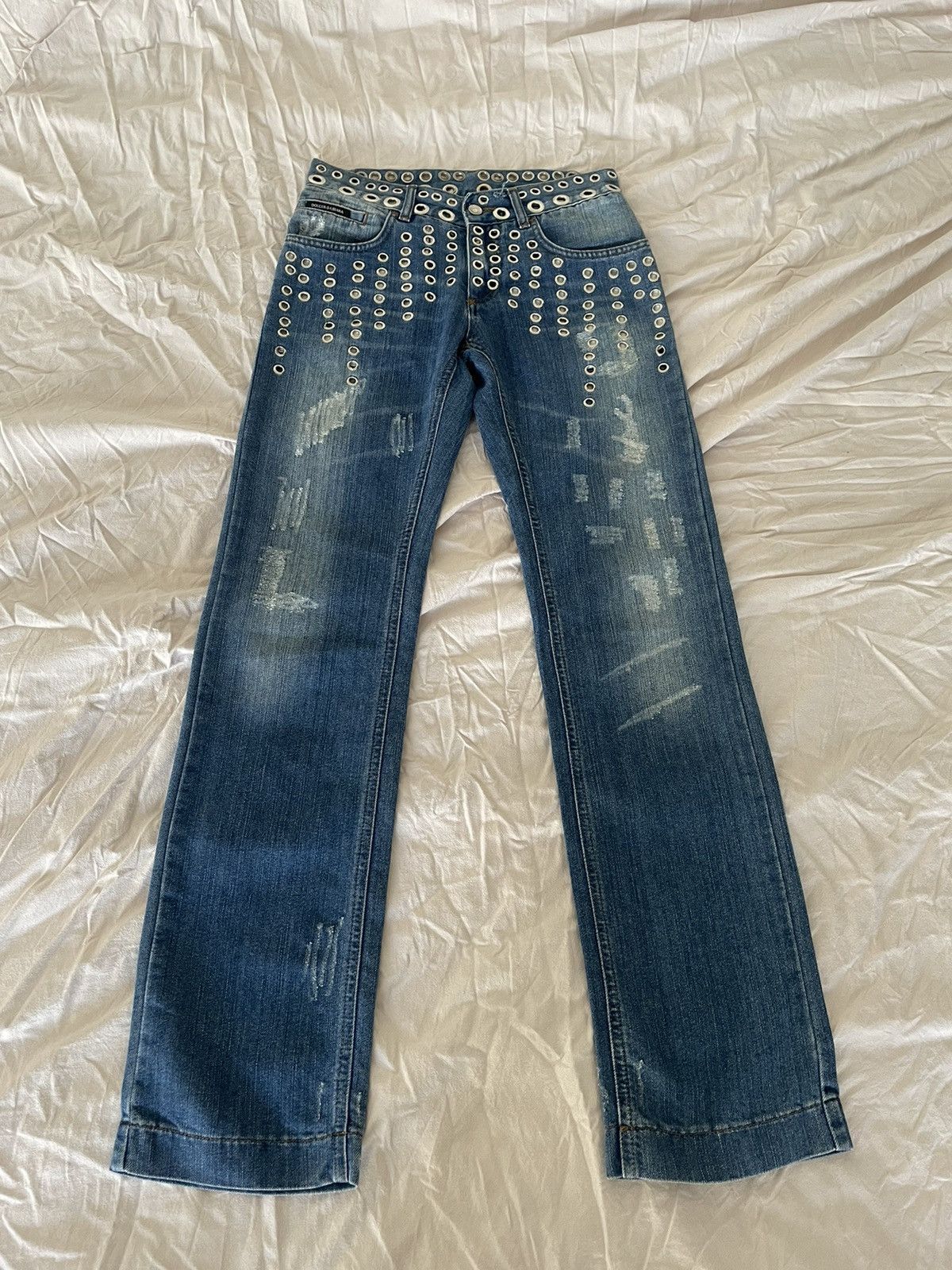 Dolce & Gabbana Archive Dolce & Gabbana Eyelet Studded Jeans y2k | Grailed