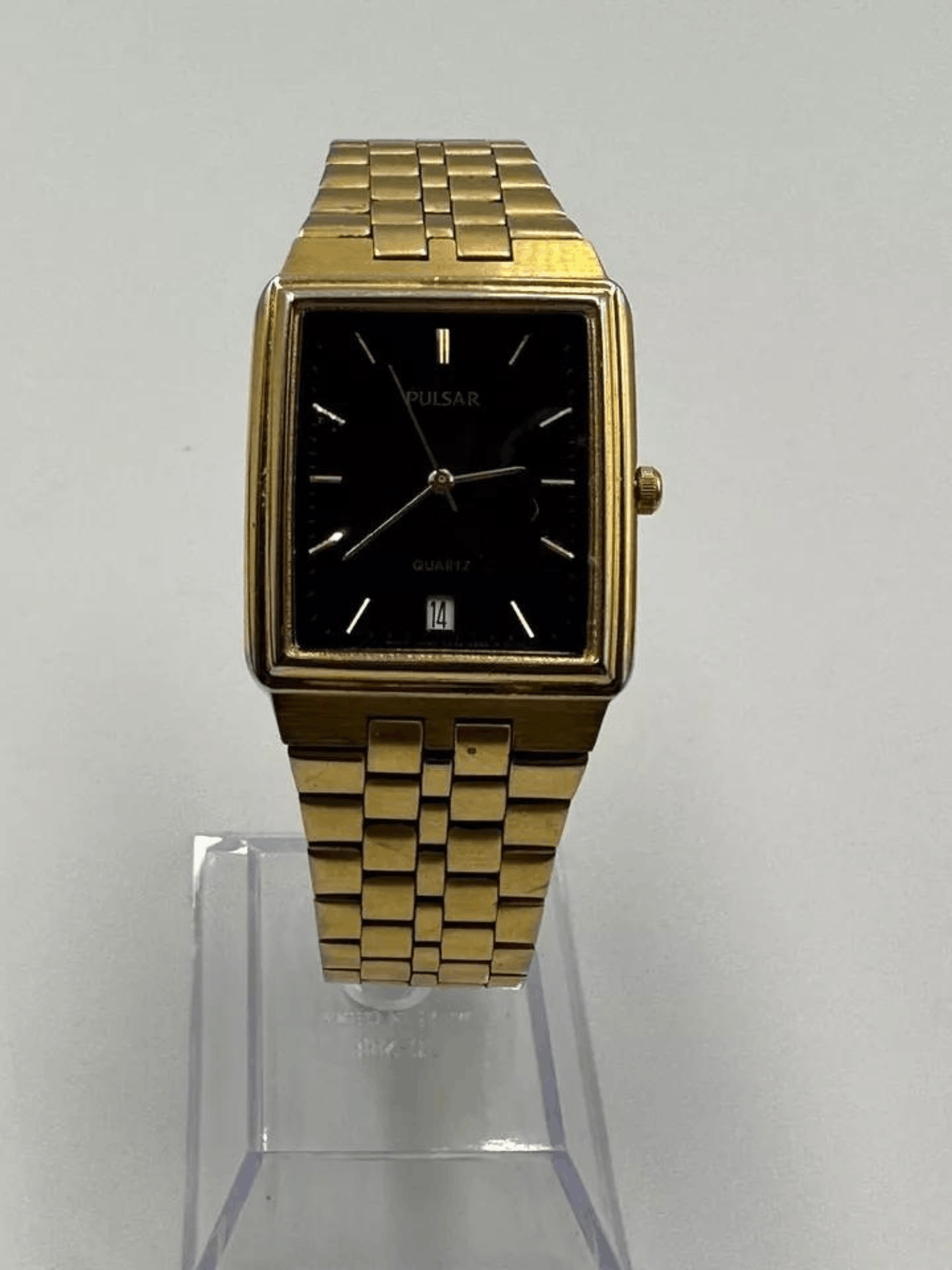 Vintage Vintage Pulsar Watch Men Gold Tone Black Dial Date Japanese ...
