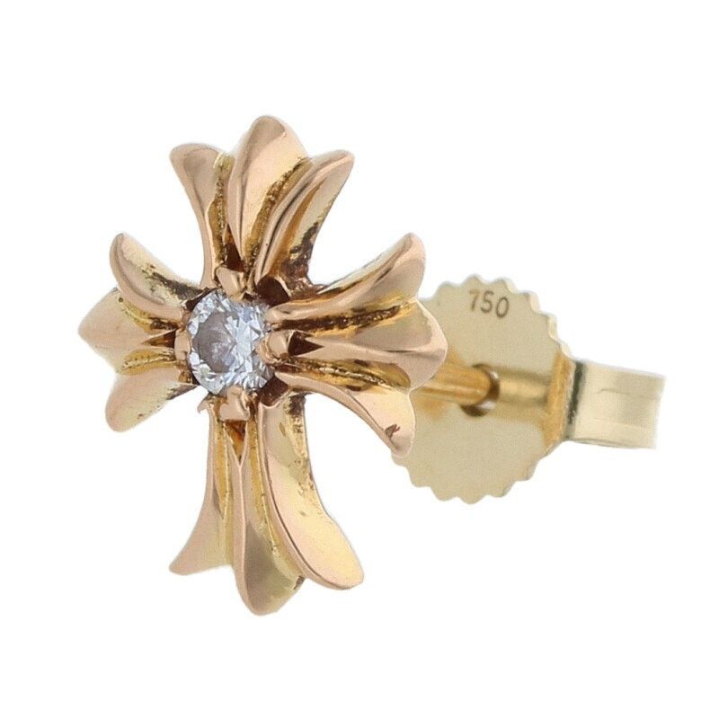 Chrome Hearts Chrome Hearts 22K Gold Cross Diamond Earring | Grailed