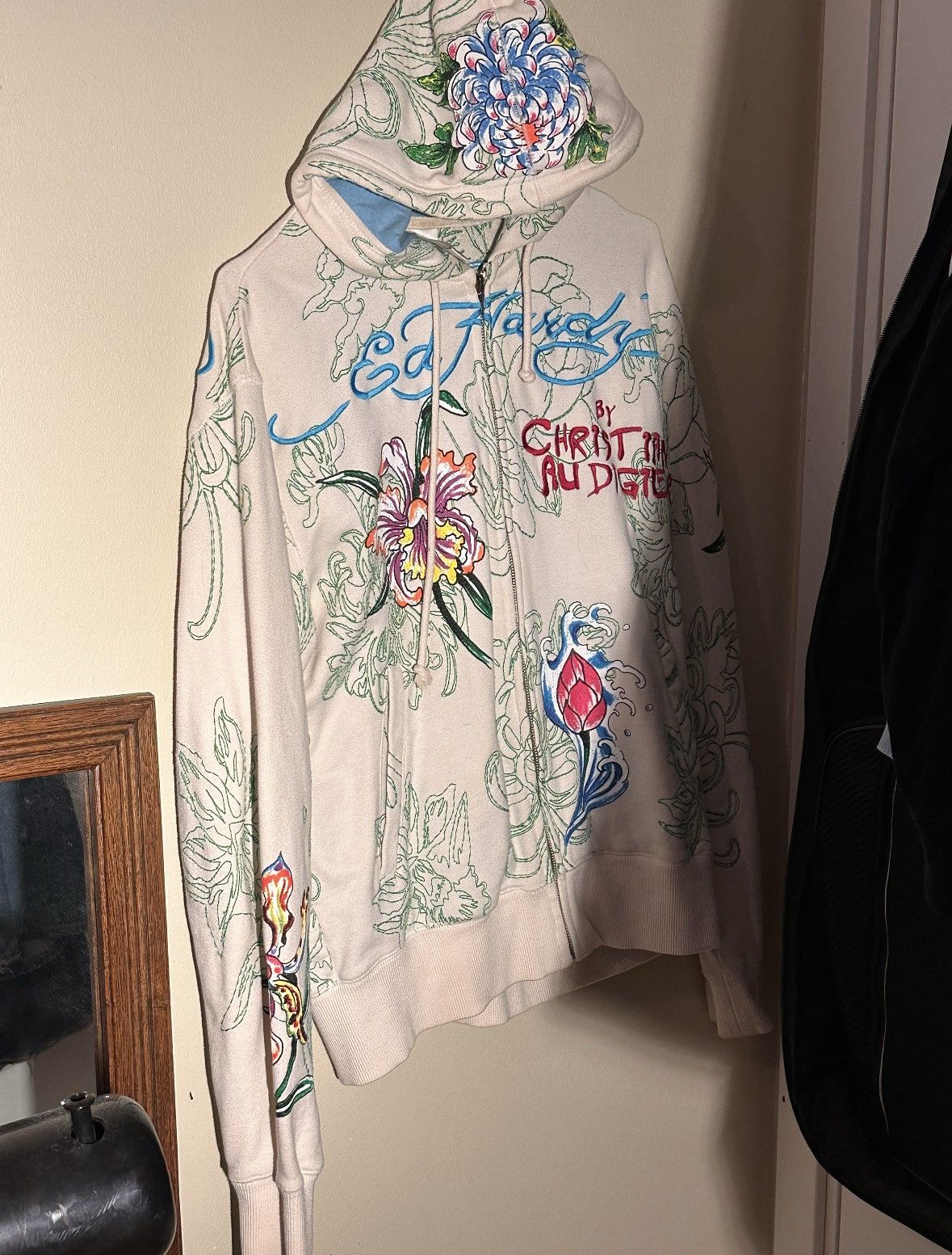 Christian Audigier × Ed Hardy Ed Hardy Zip Hoodie with floral ...