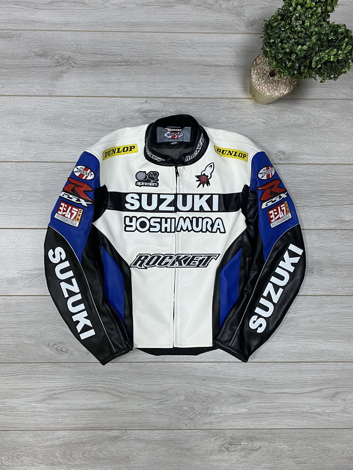 Vintage New Leather Jacket Suzuki Yoshimura Rocket Motorcycle Racing ...