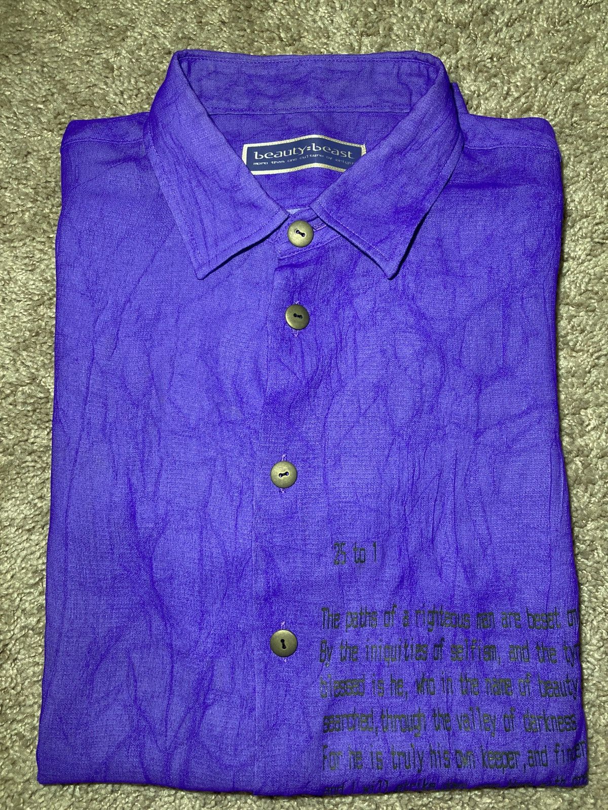 Beauty Beast SS99 Beauty:Beast Poem Button Shirt Beauty Message 90s ...