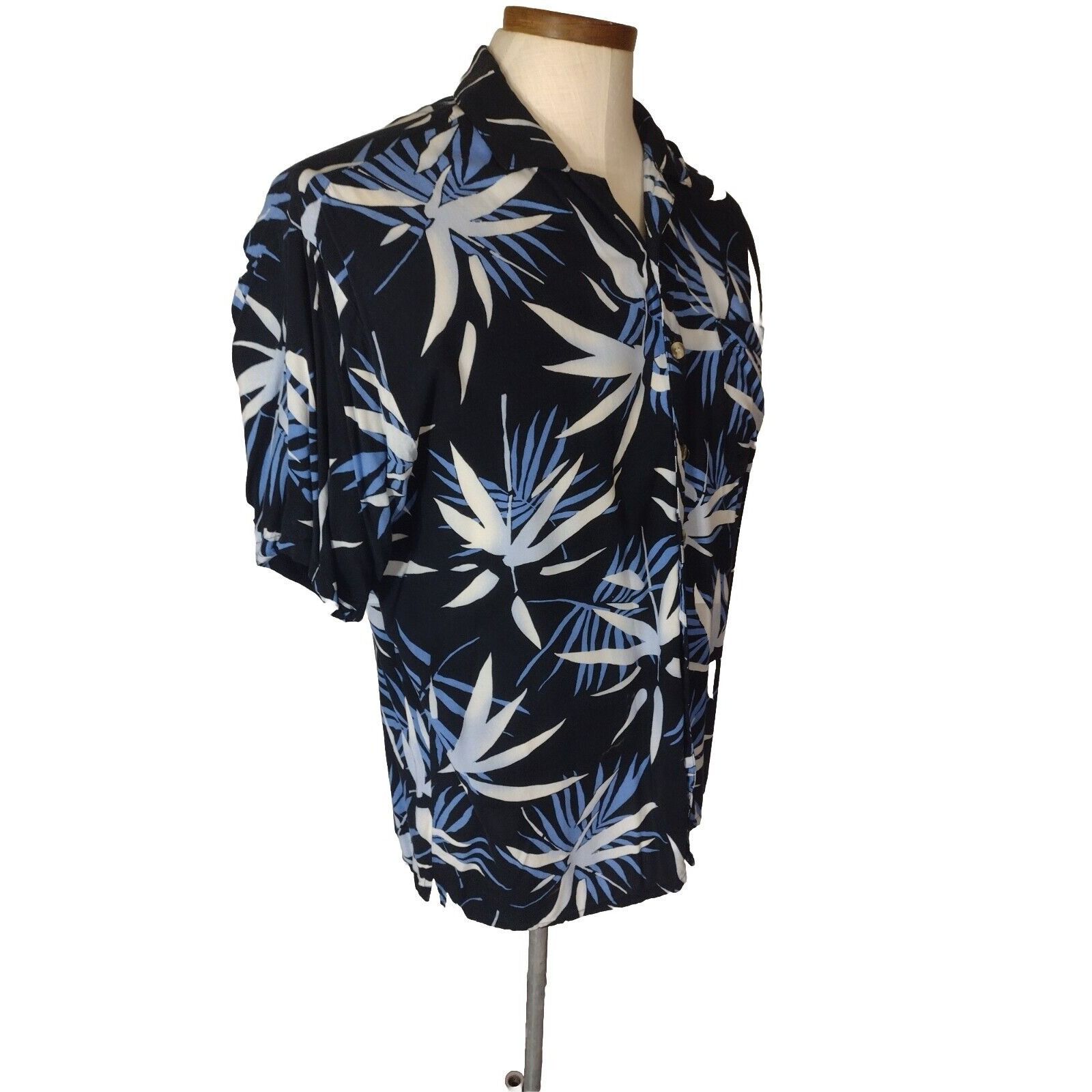 Vintage Large / (Lg) Blue, Hawaiian, Aloha, Floral Men's Short Sleev ...