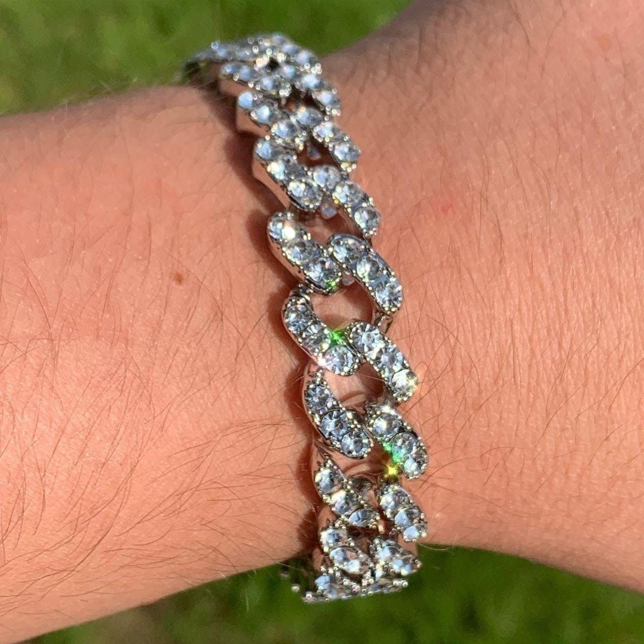 Chain × Cuban Link Chain × Jewelry Cuban Link Bracelet Iced White Gold ...