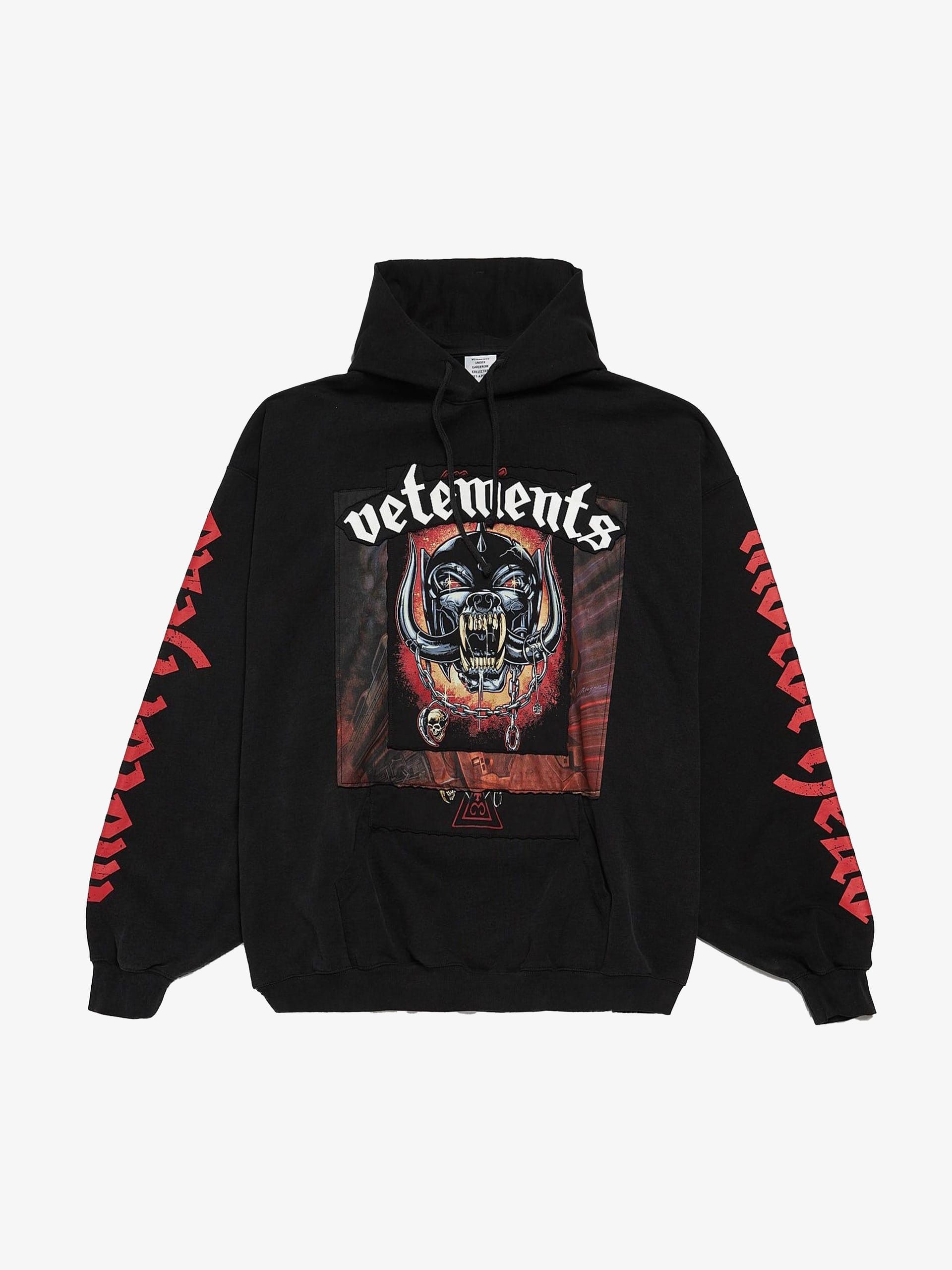 Vetements Black Motorhead Patched Cotton Hoodie | Grailed