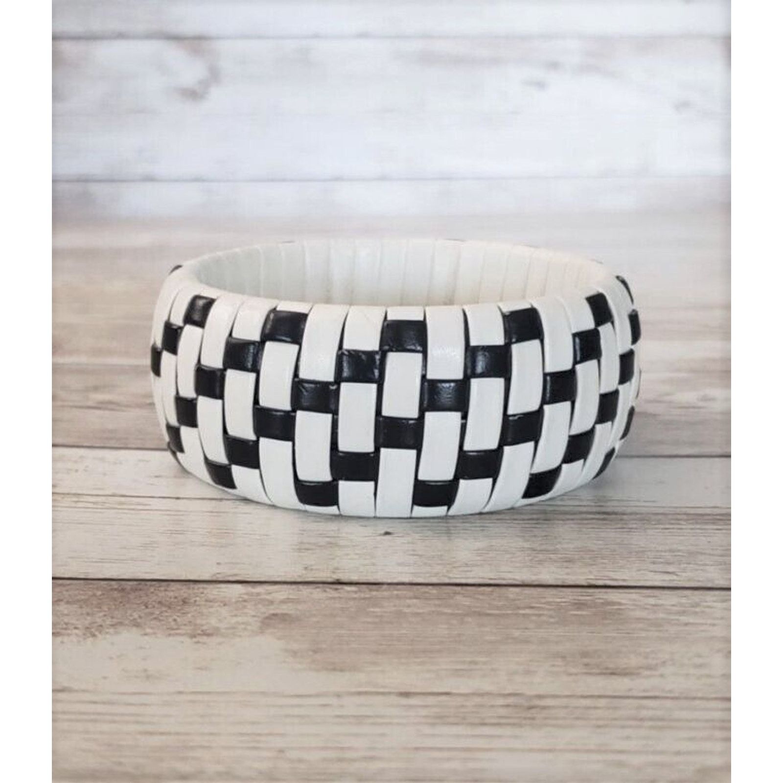Other Vintage Bracelet Off White & Black Woven Checkered Pattern | Grailed
