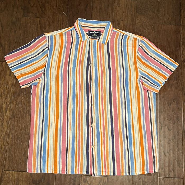 Vintage Chubbies Button Up Hawaiian Striped Linen Blend Shirt | Grailed