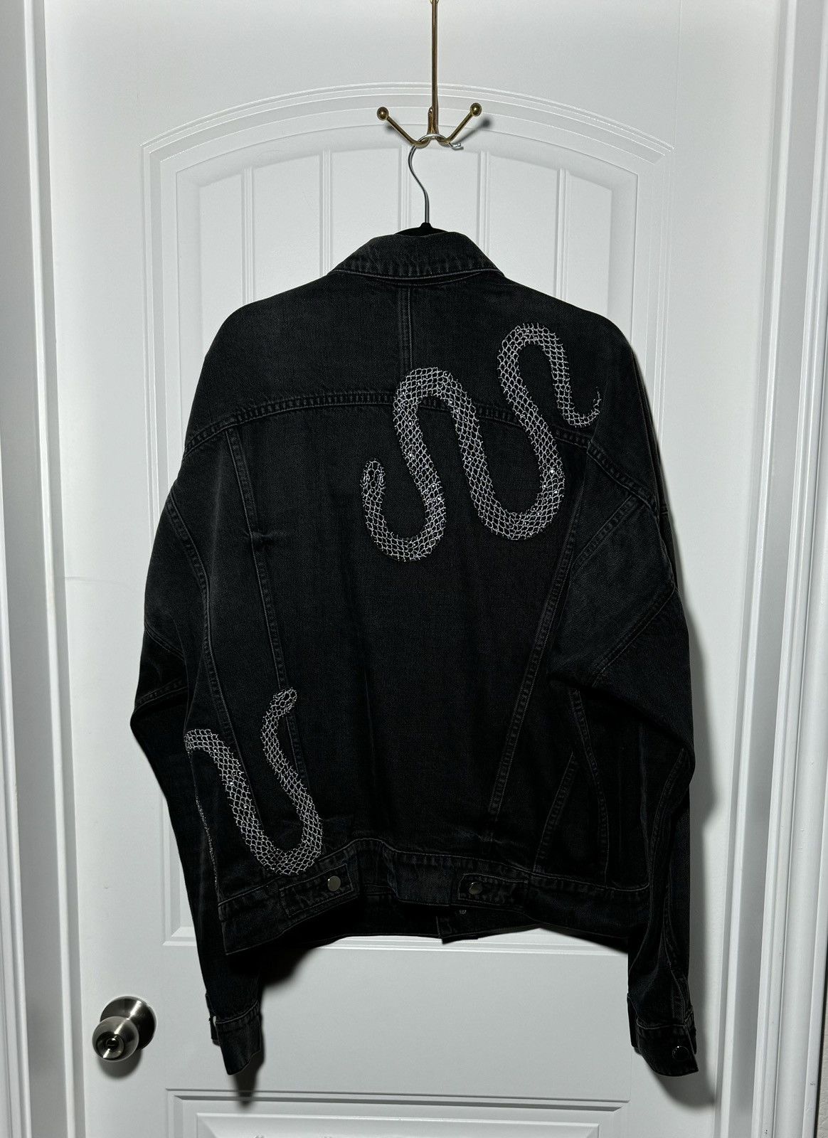 Amiri New Rare Amiri Crystal Snake Jean Jacket | Grailed