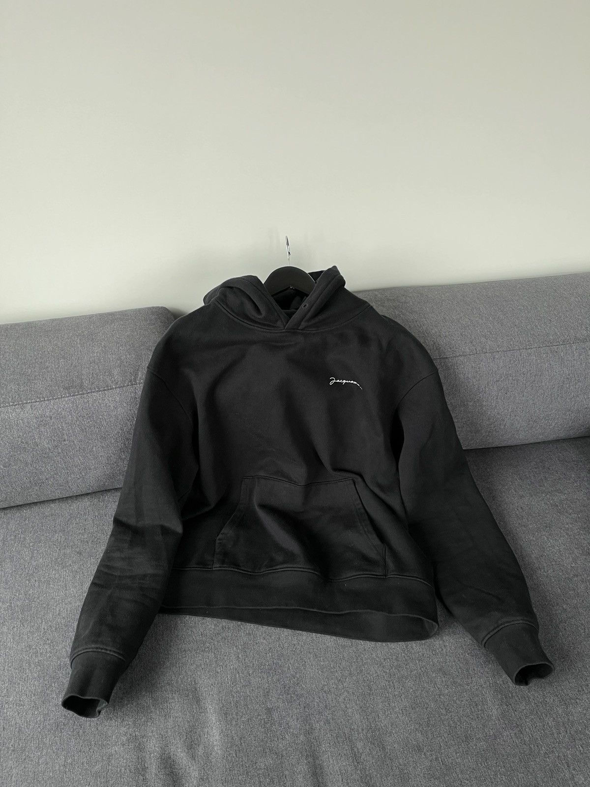 Jacquemus Jacquemus Super Heavy Black Script Logo Hoodie | Grailed