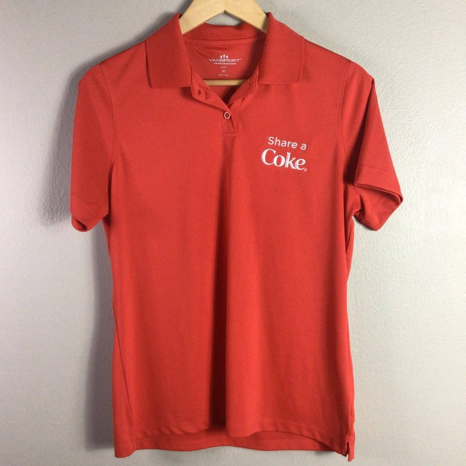 Streetwear Share a COKE Embroidered Womens Polo T Shirt Red White Med ...
