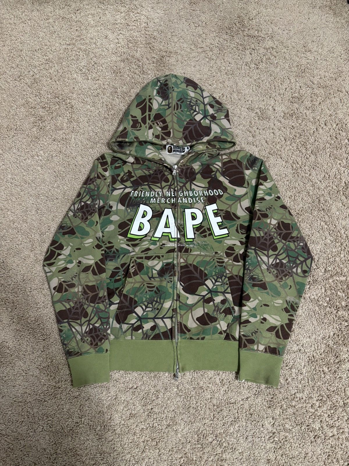 Bape × Marvel Comics A Bathing Ape Spider-Man Camo Full Zip Hoodie ...