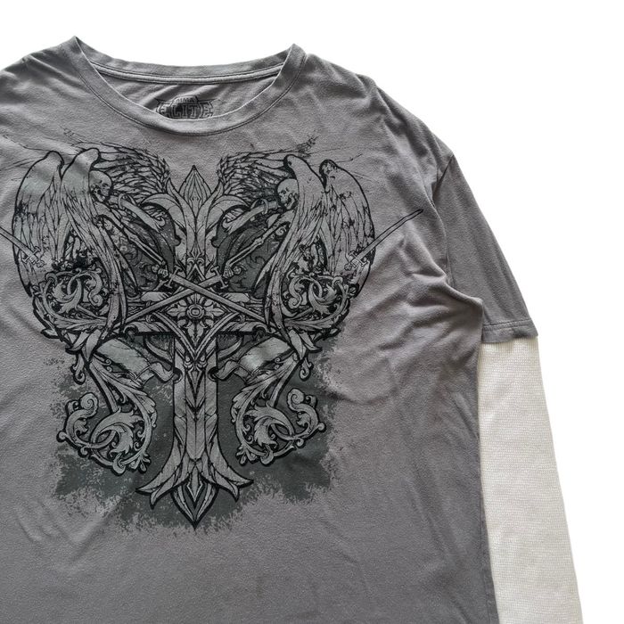 Ed Hardy MMA Elite Double Layer Cyber Y2K Style Long Sleeve | Grailed