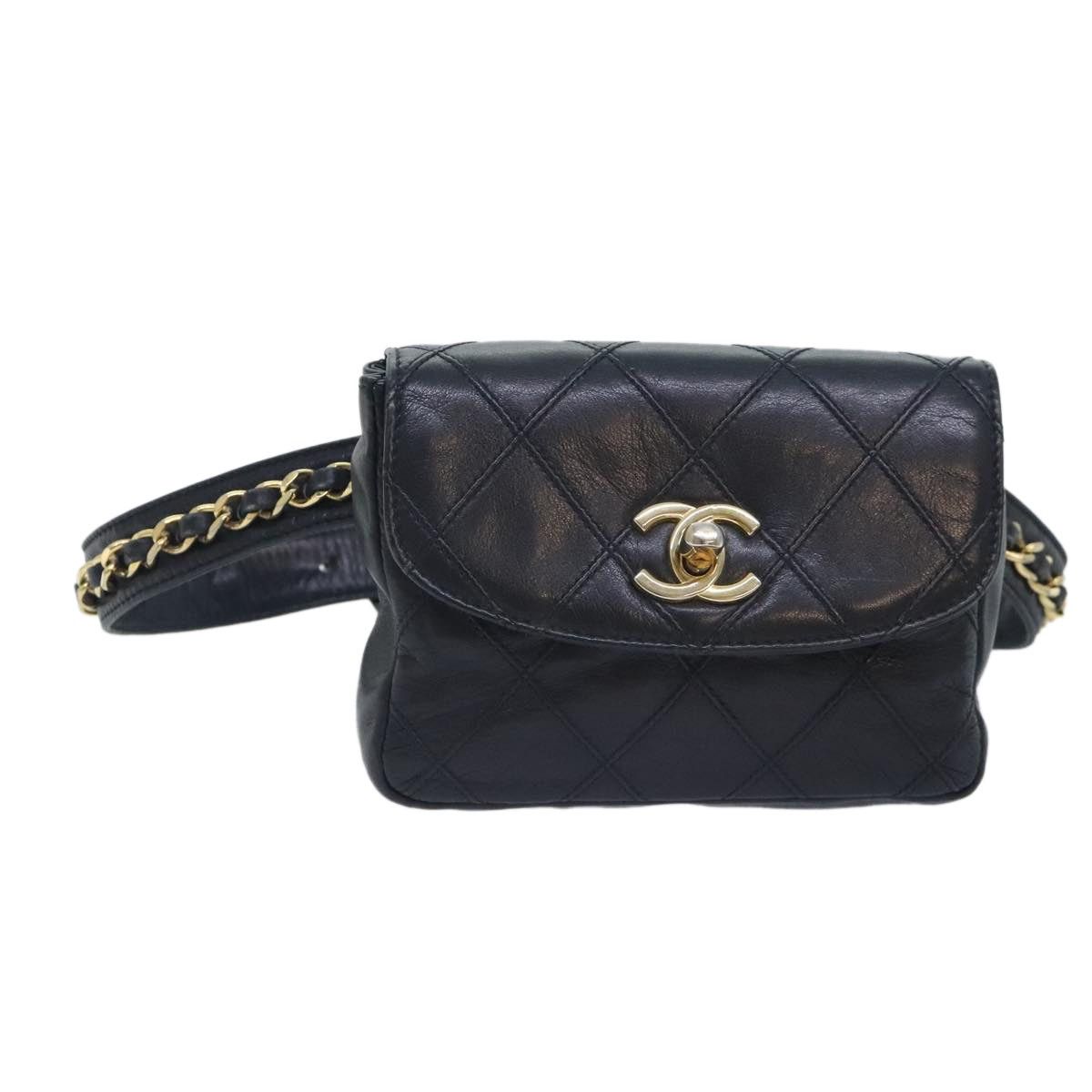 Chanel CHANEL Bicolore Chain Waist Bag Leather Black Gold CC | Grailed