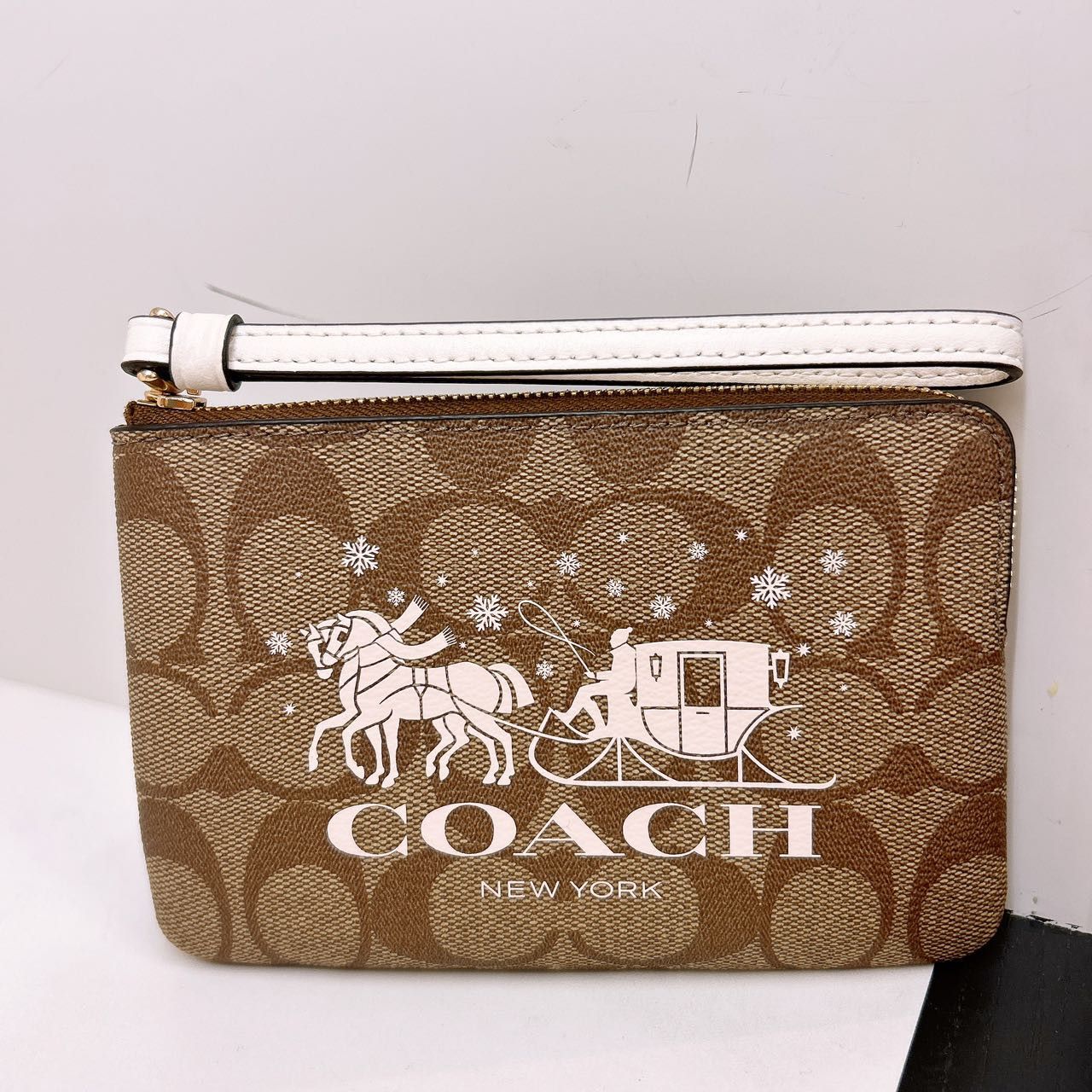 Coach Corner Zip Wristlet In Signature Canvas Horse And Sleigh | Grailed