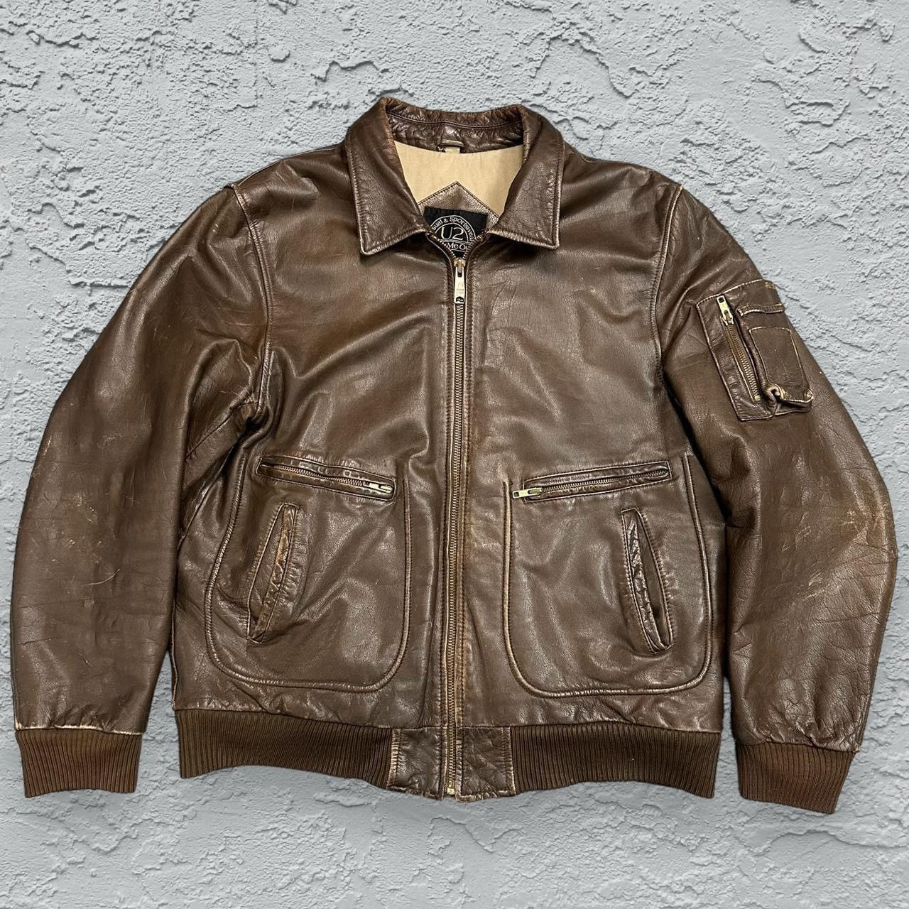 Japanese Brand × Military × Vintage Vintage 90s Genuine Leather Flight ...