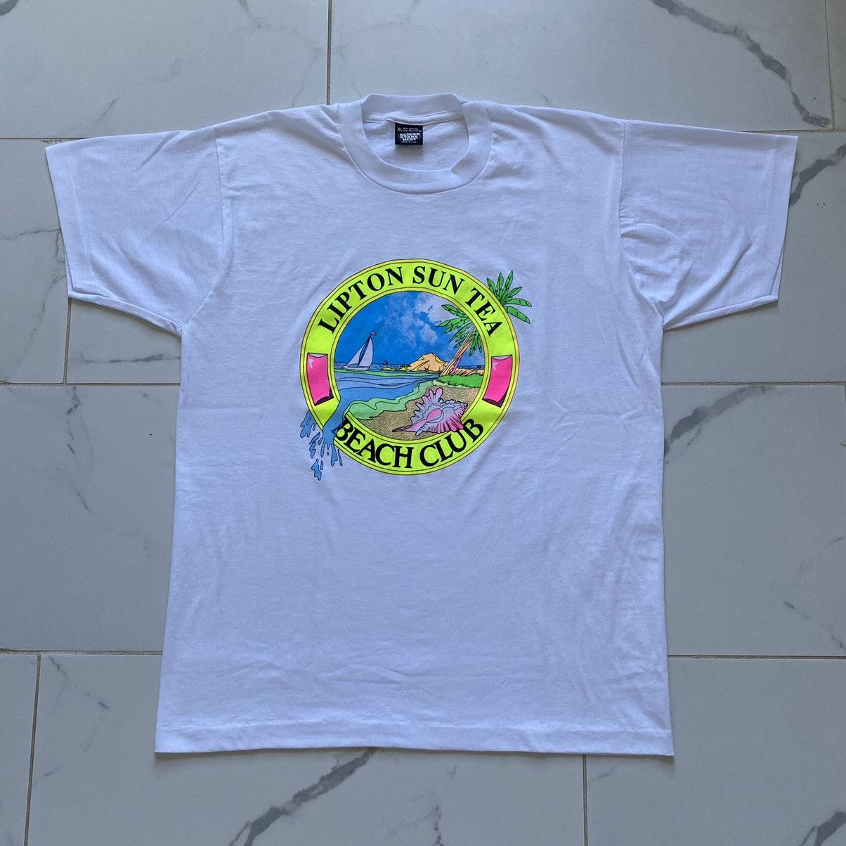 Screen Stars × Vintage Vintage 1990s 90s Lipton Sun Tea Beach Club T ...