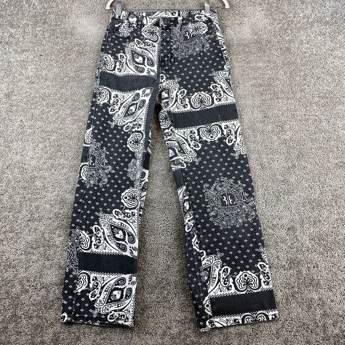 Shein SHEIN Wide Leg Bandana Jeans Women's Small Black Denim High Rise ...