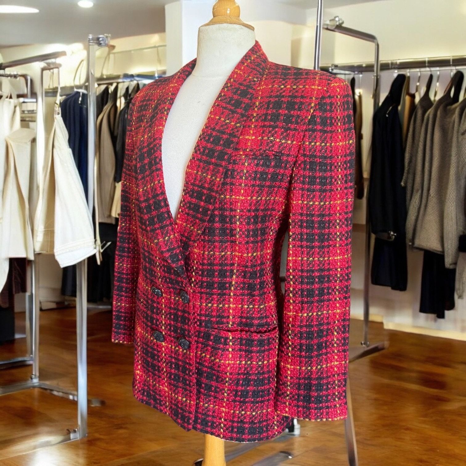 J. Ferrar Jacqueline Ferrar VTG 1980s Tartan Plaid Tweed Blazer Jacket ...