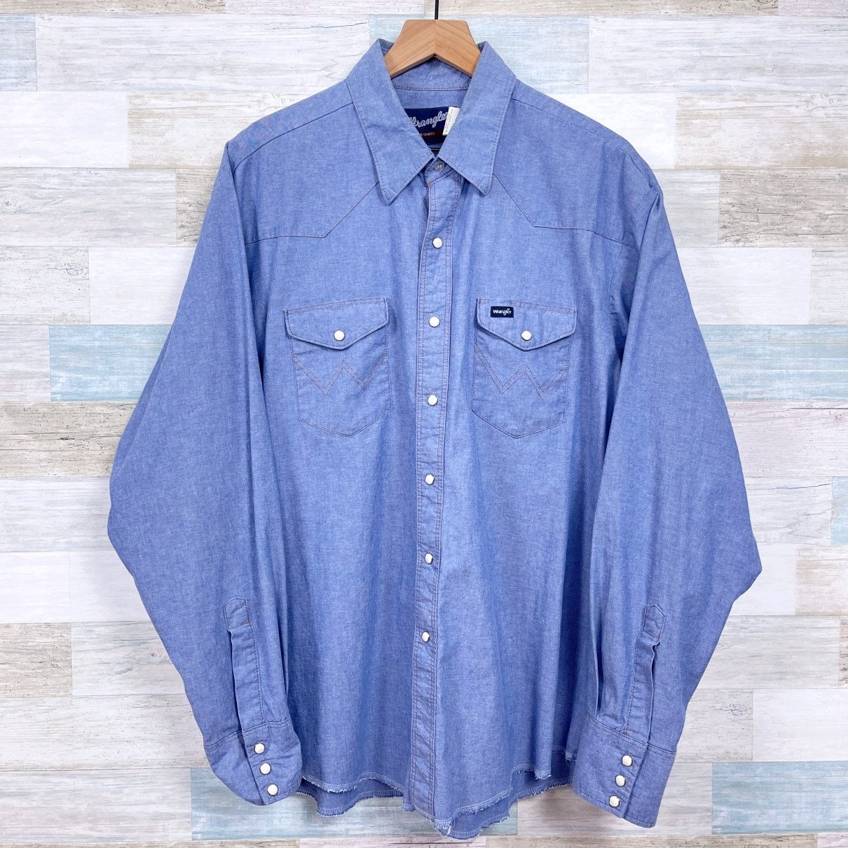 Wrangler Wrangler Vintage Western Shirt Blue Pearl Snap Button Men XL ...