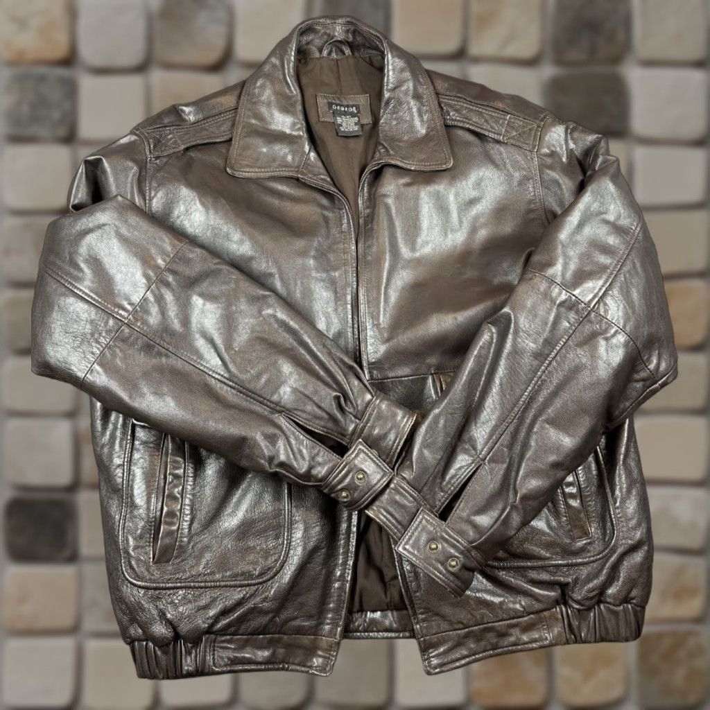 George George Mens Leather Jacket XLT Broken Zipper | Grailed