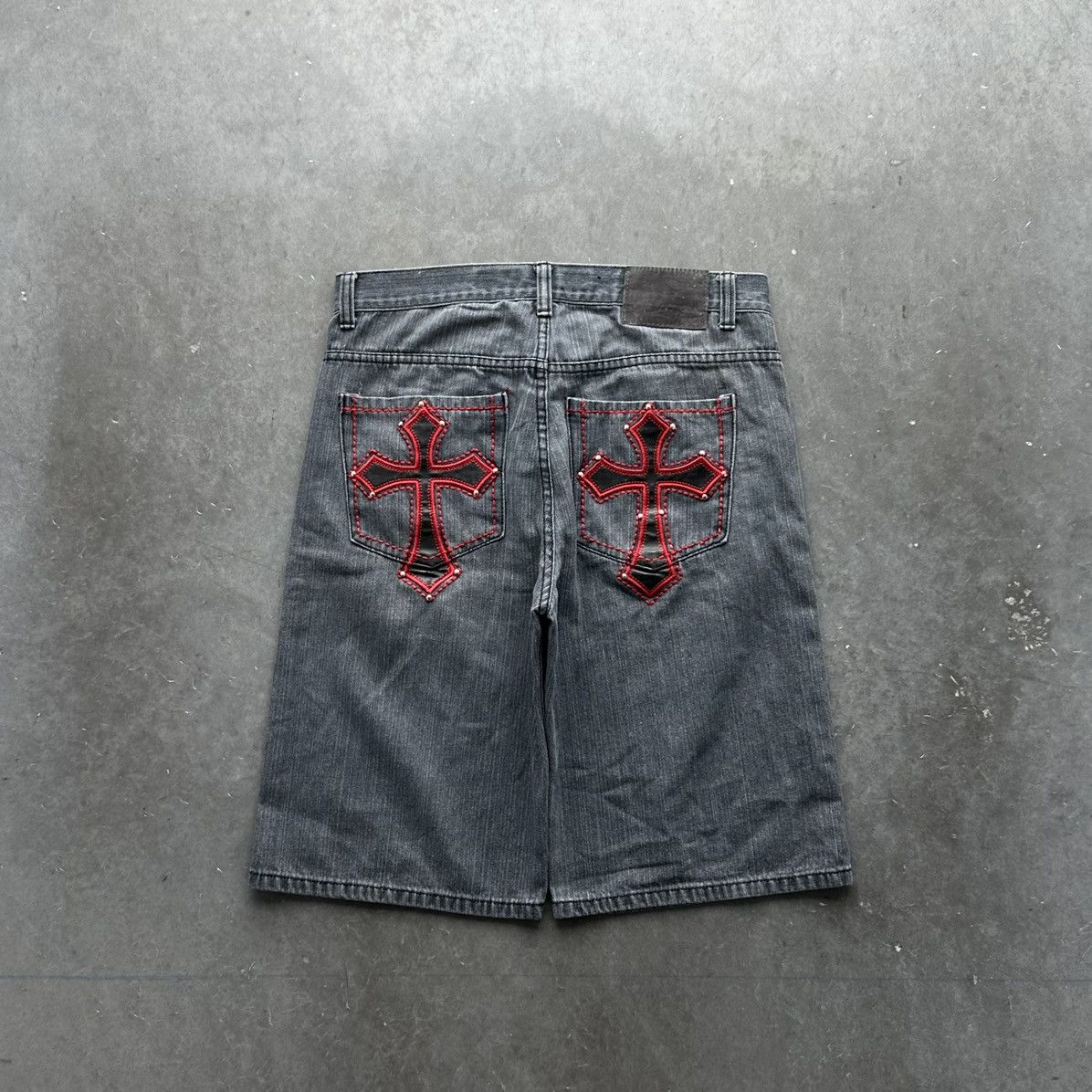 Affliction × Jnco × Vintage Vintage Y2K Baggy Embroidered Cross Jorts ...