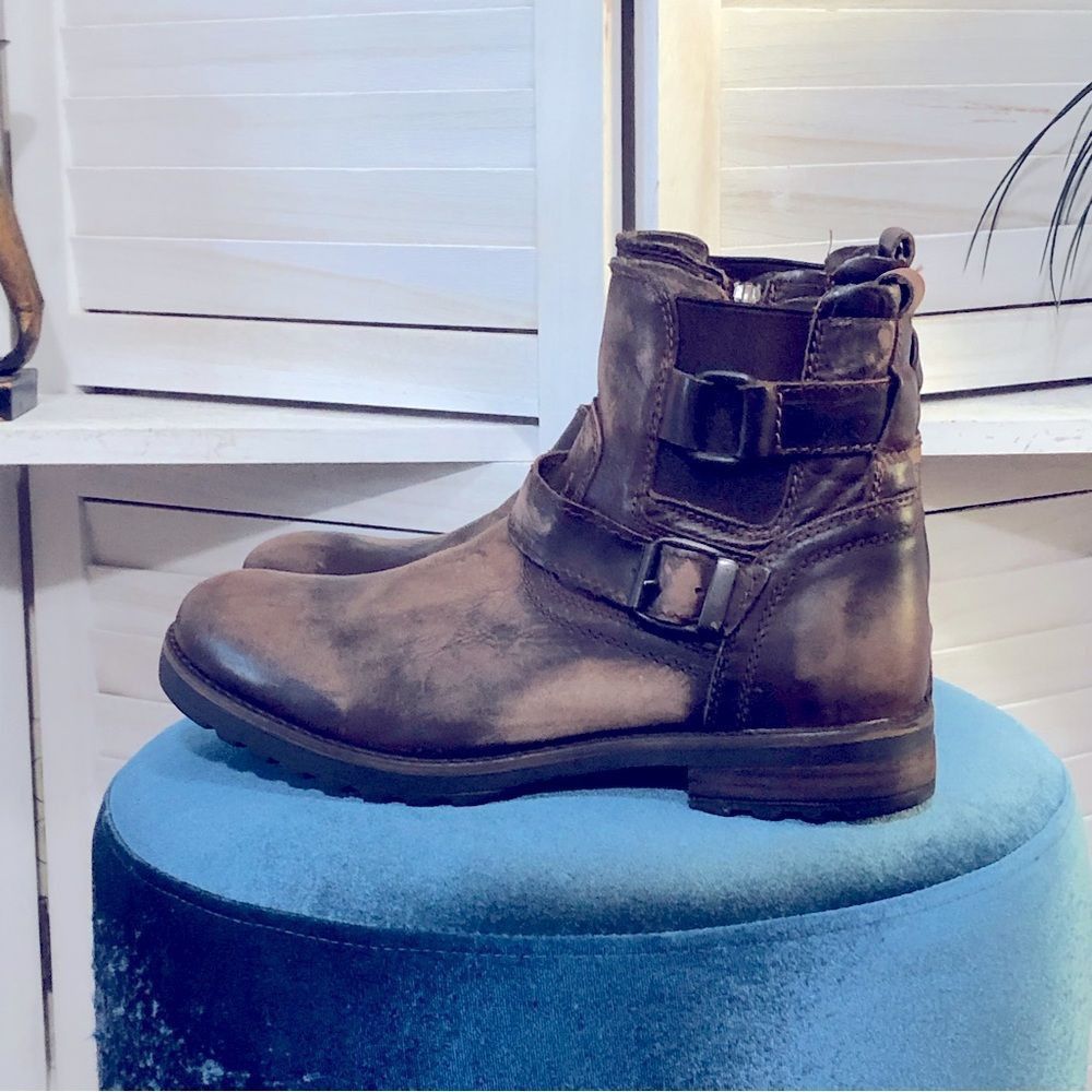 Streetwear Steampunk gothic buckle distressed rust brown boots 10.5 ...