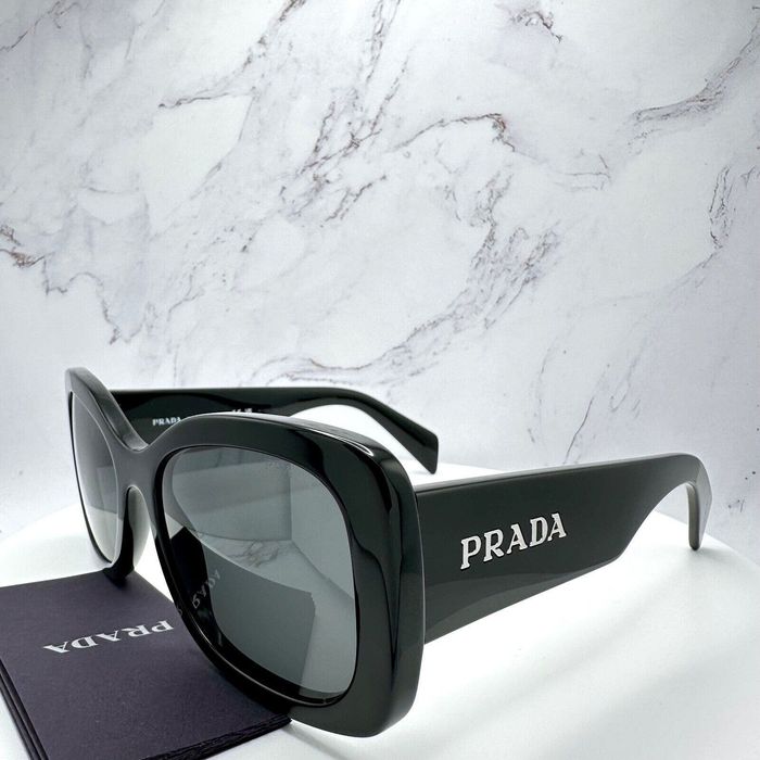Prada Prada Sunglasses Authentic Black Silver Logo Square | Grailed