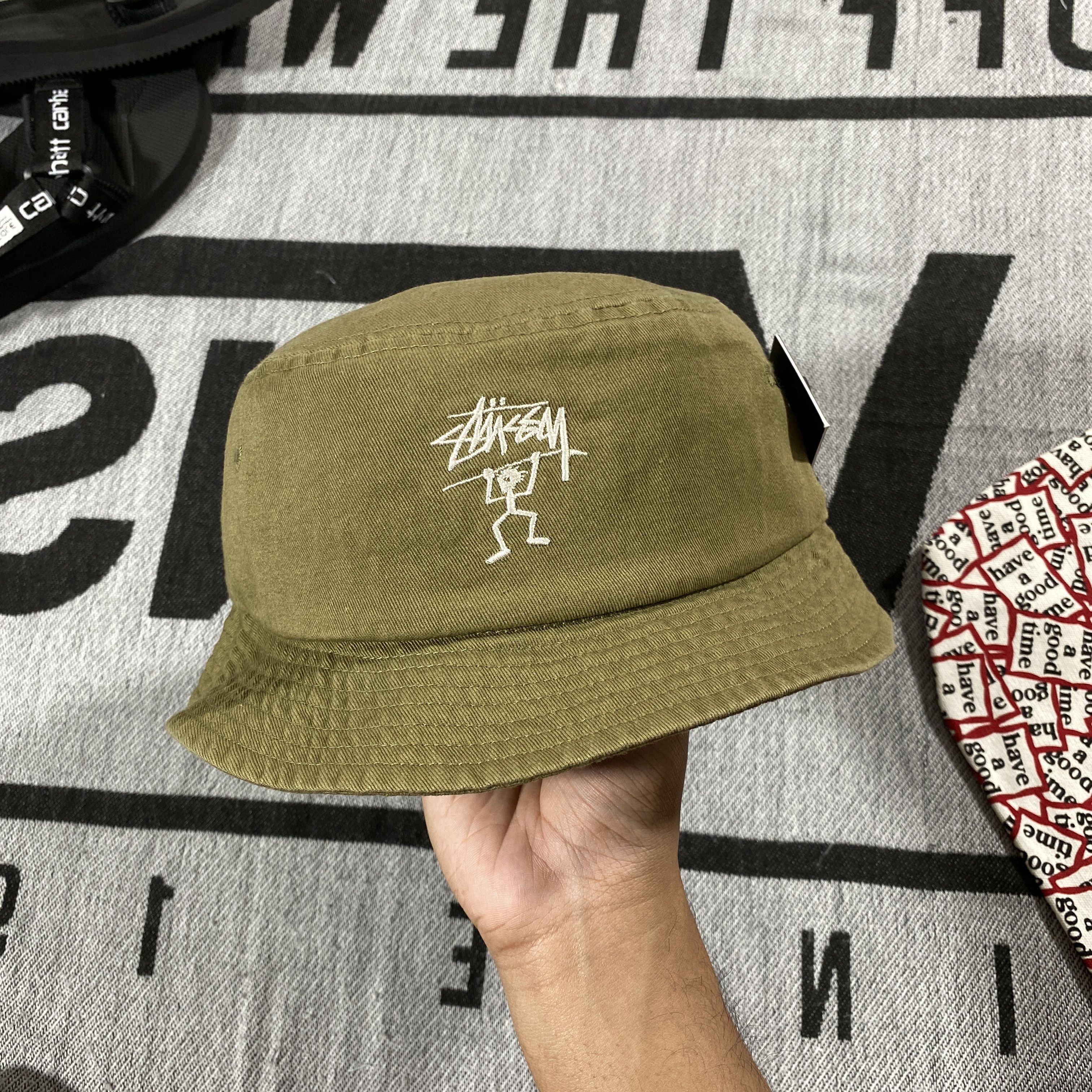 Vintage RARE Stussy Stickman Logo Bucket Hat L/XL | Grailed