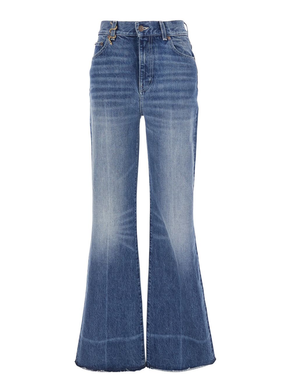 Chloe Blue High Waist Jeans with Metallic Snake Detail on the Front in ...