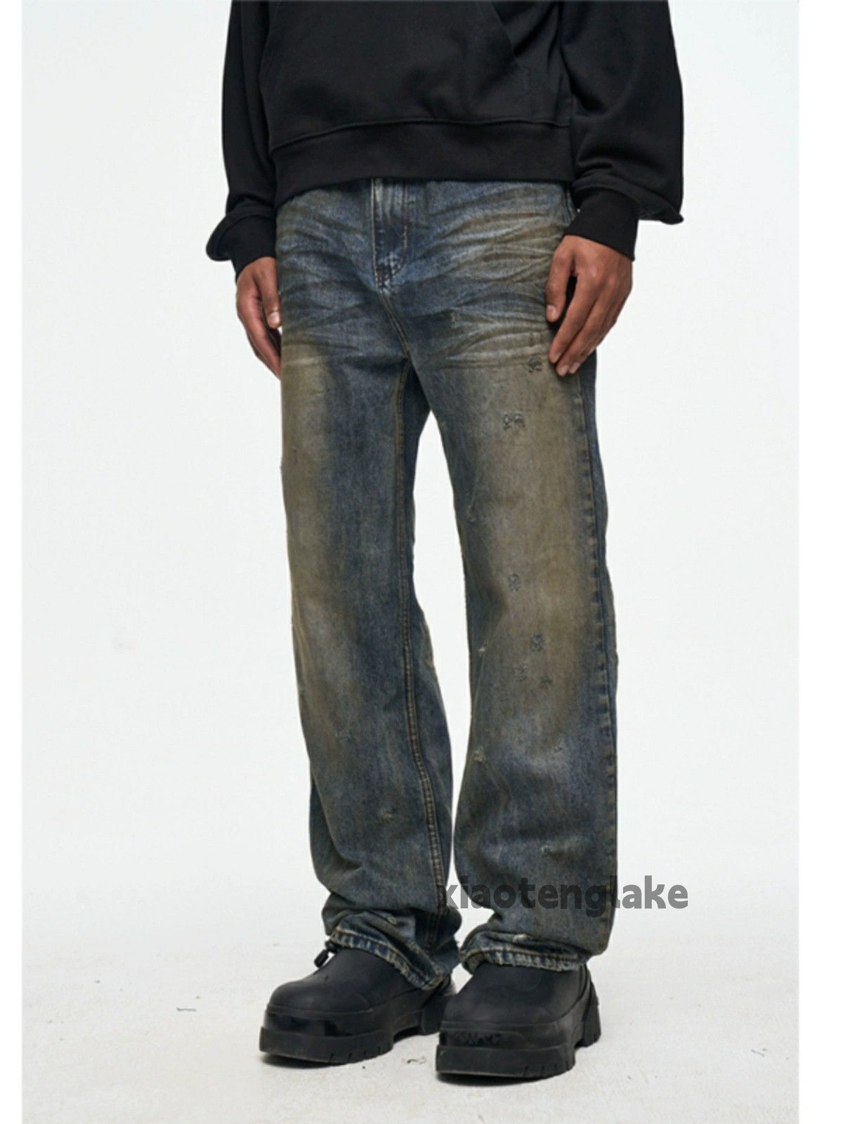 Distressed Denim × Jean × Vintage washed faded punk grunge rusty stain ...