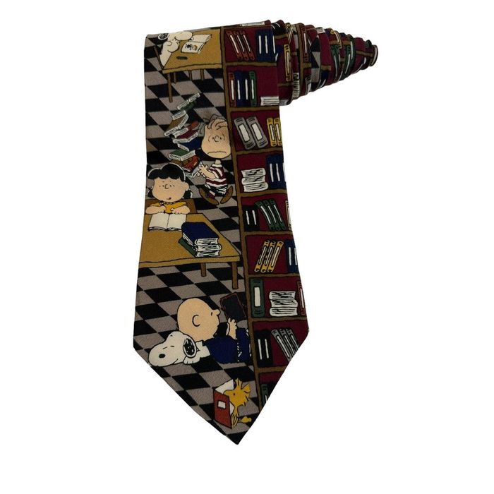 Peanuts Peanuts Library Reading Snoopy Charlie Brown Necktie | Grailed