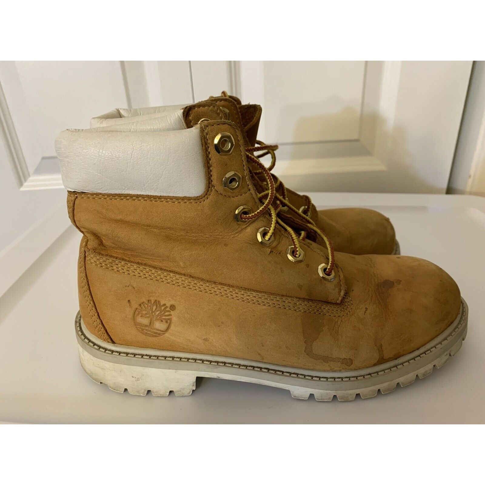 Timberland TIMBERLAND Men's Sz 5 Wheat White Suede Boots Rare Color Com ...